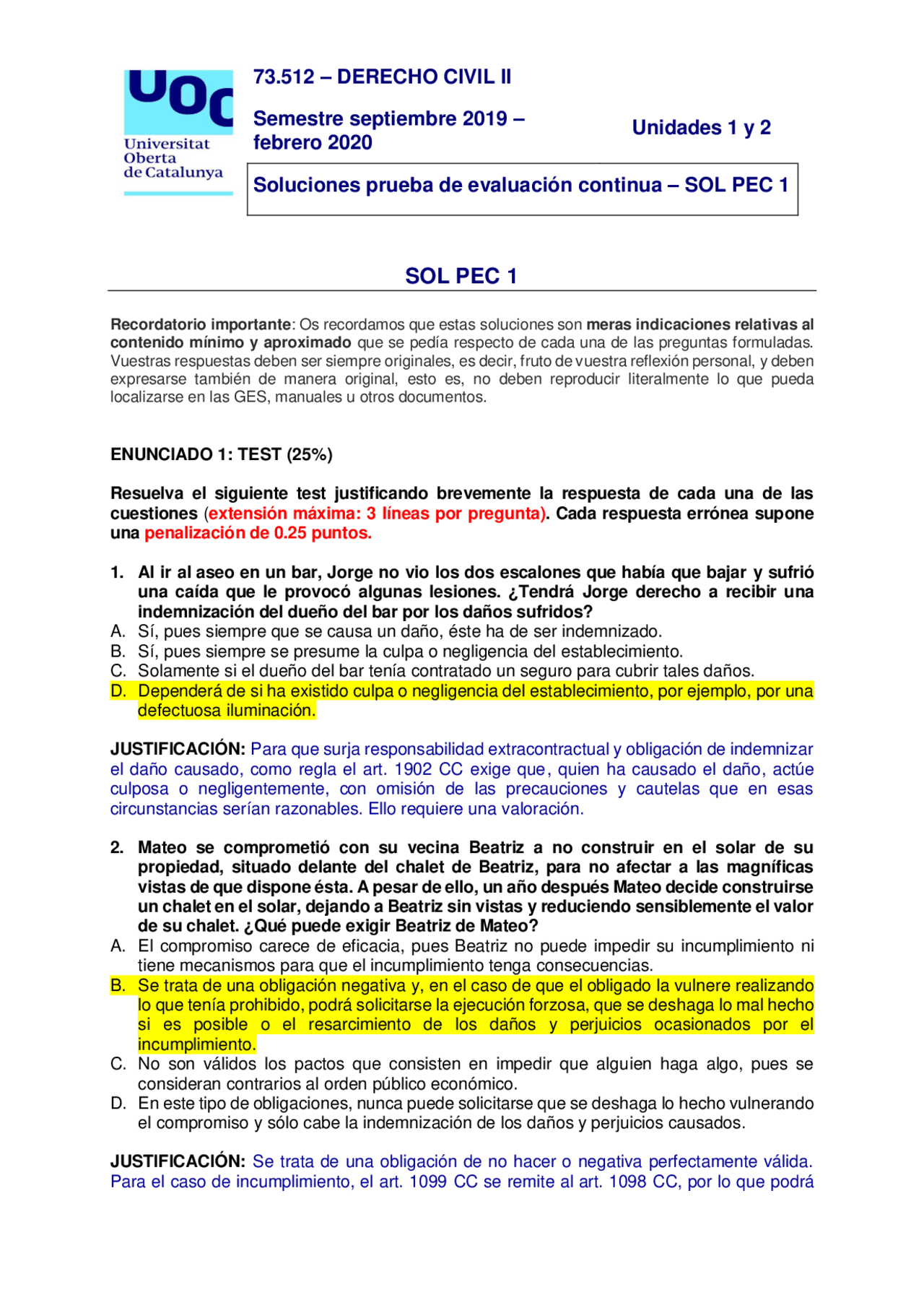 Ejercicios Derecho Civil Docsity