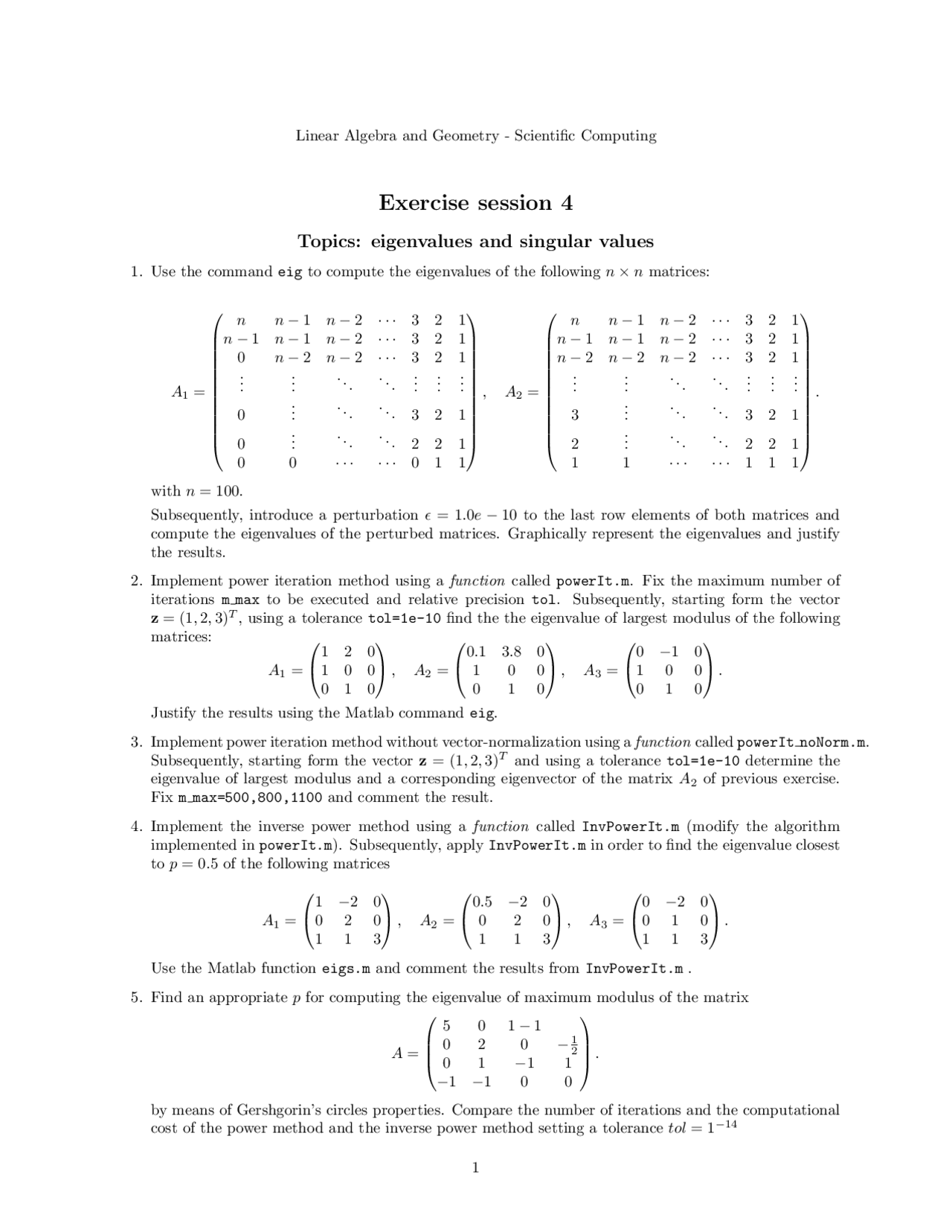 Esercizitazione Matlab Docsity
