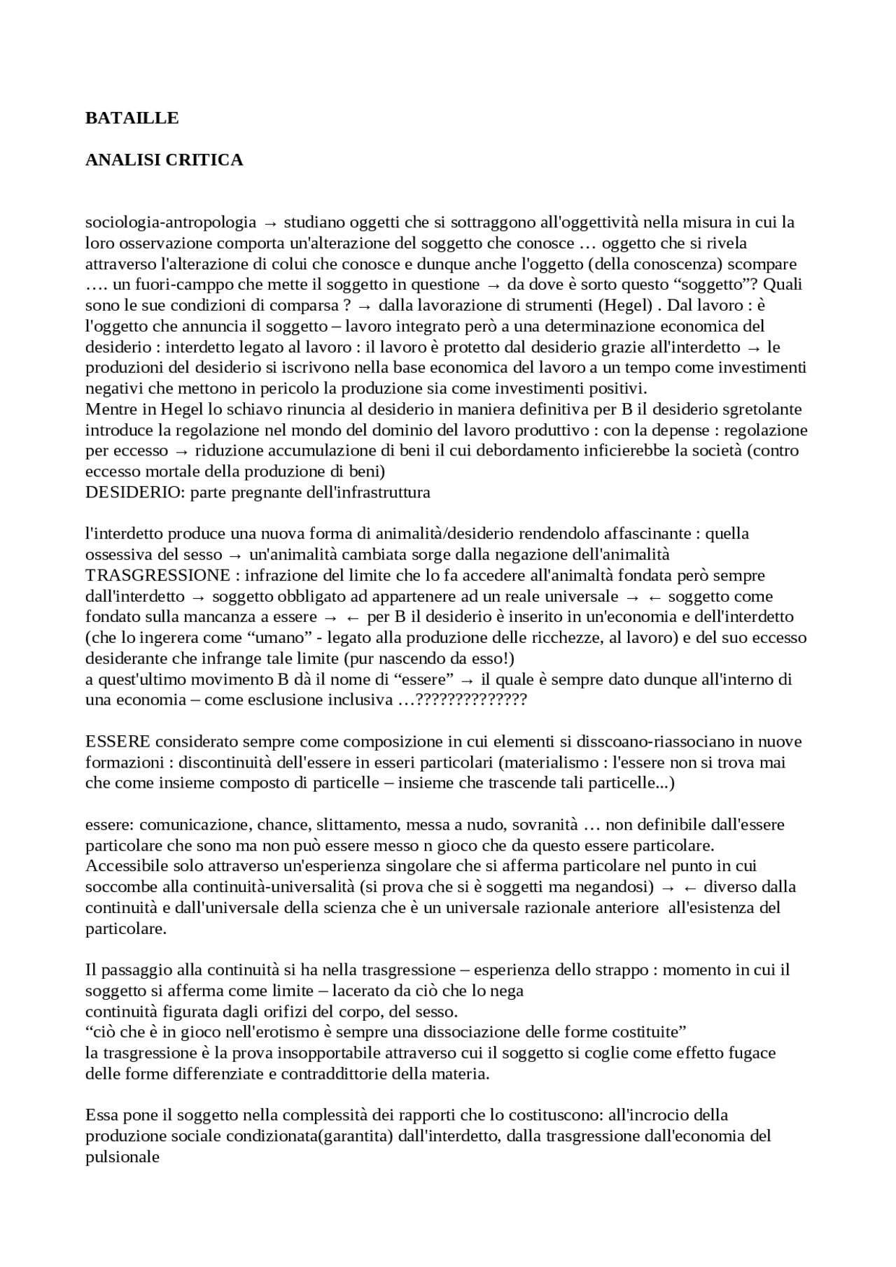 Studi su George Bataille - Docsity