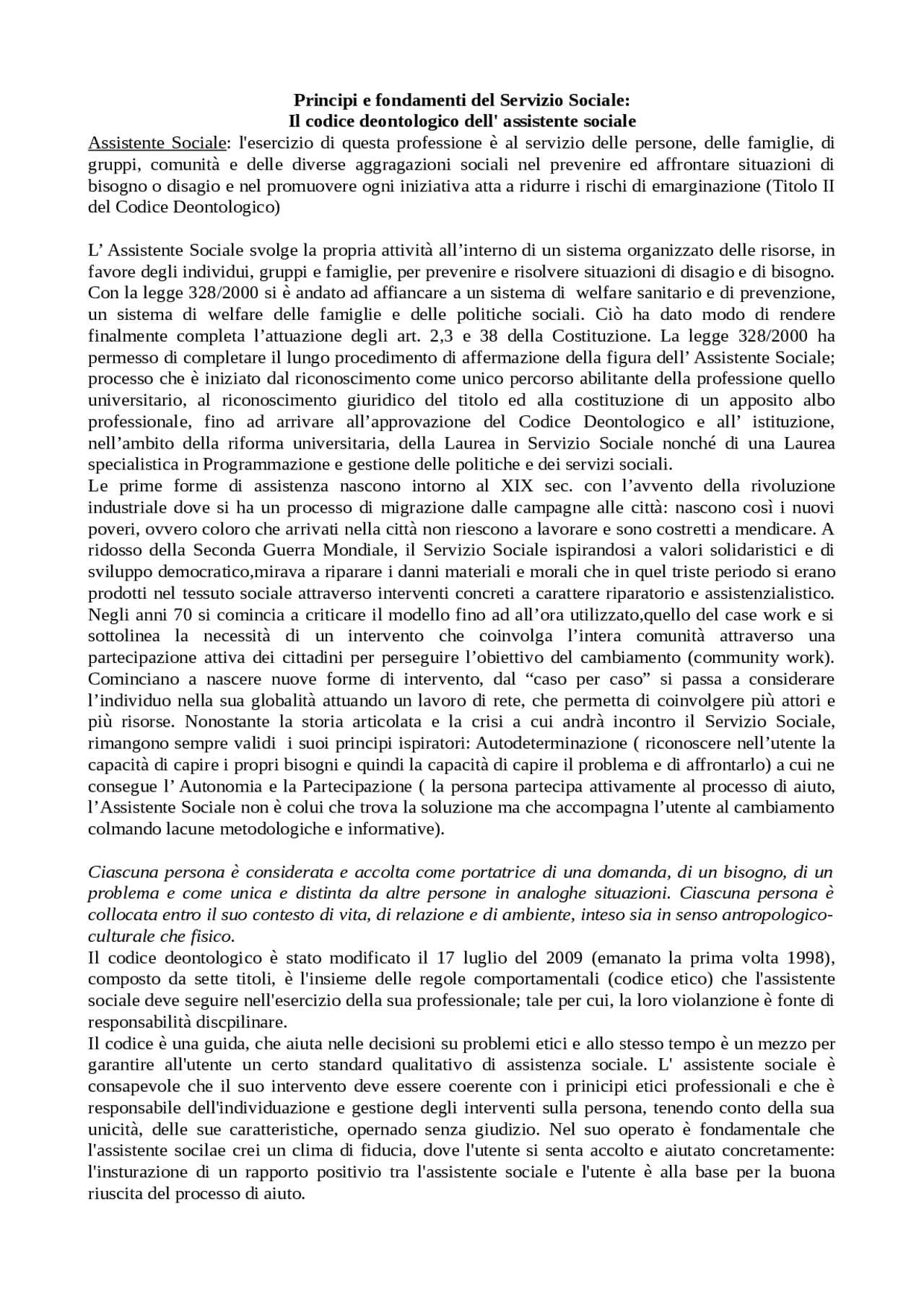 Programma Concorso Assistente Sociale Docsity
