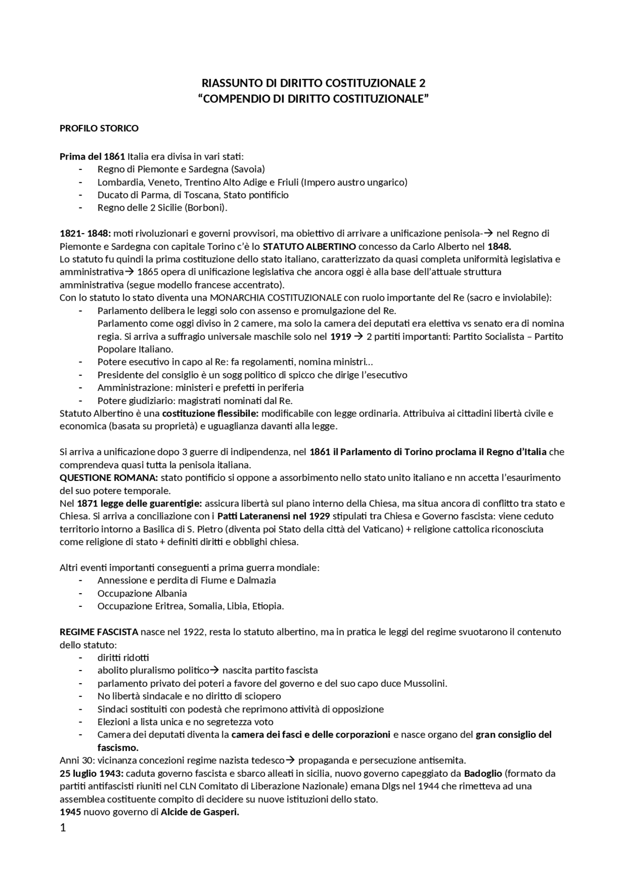 Compendio Di Diritto Costituzionale Onida Docsity