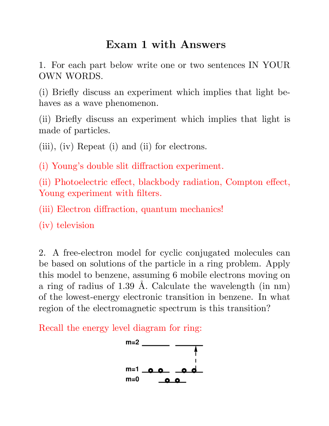 Quantum Mechanics Exam: Wave-Particle Duality, Atomic Structure, and ...