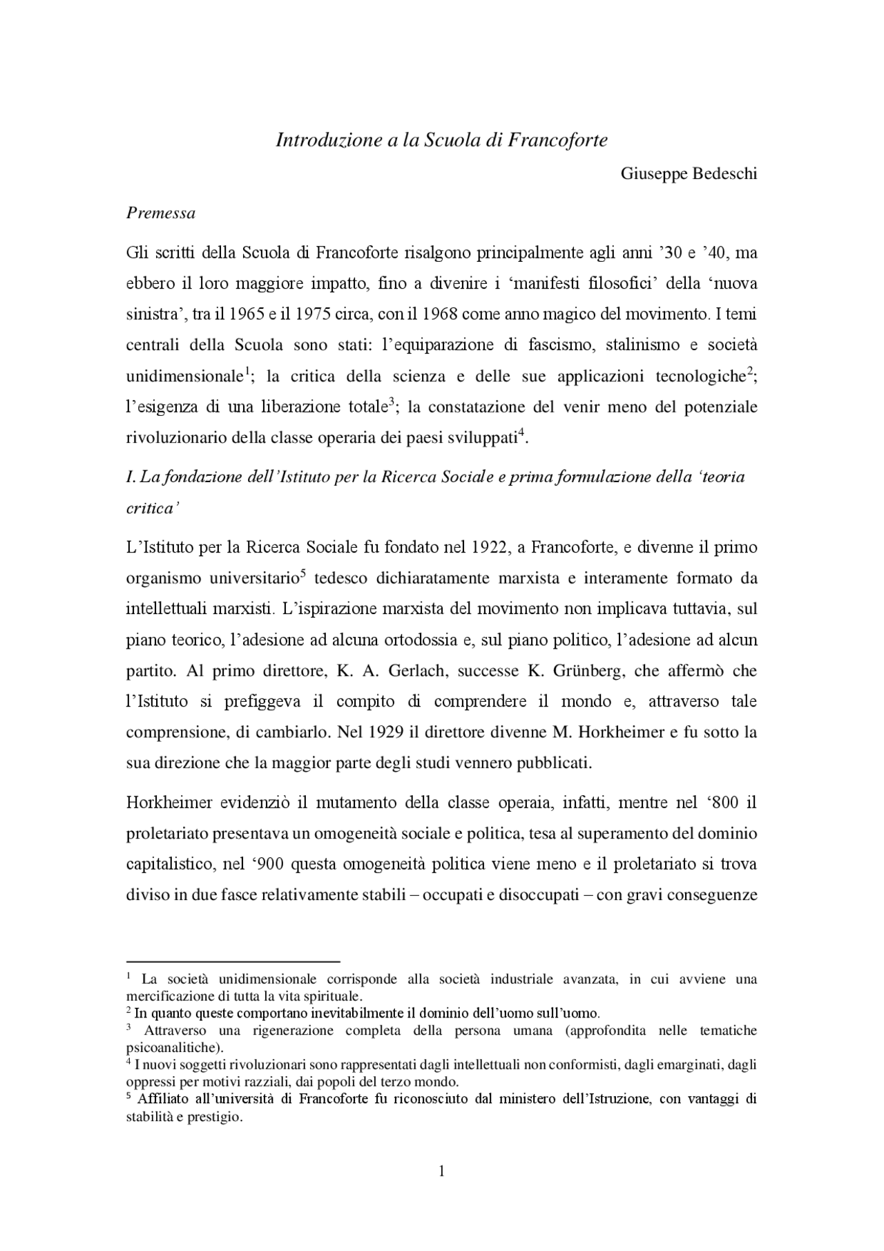 Riassunto Del Libro Introduzione A La Scuola Di Francoforte Docsity