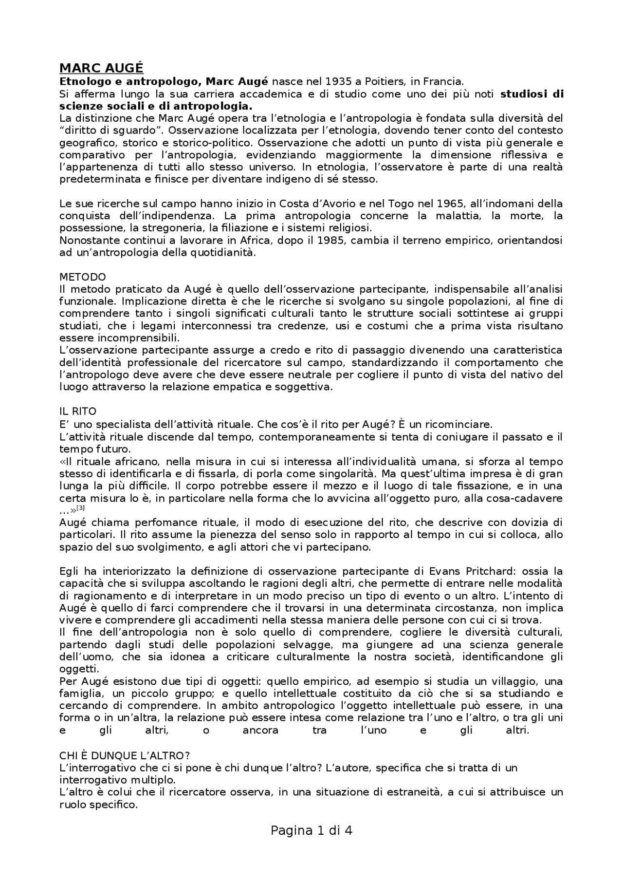 Analisi Autore Marc Augé Docsity