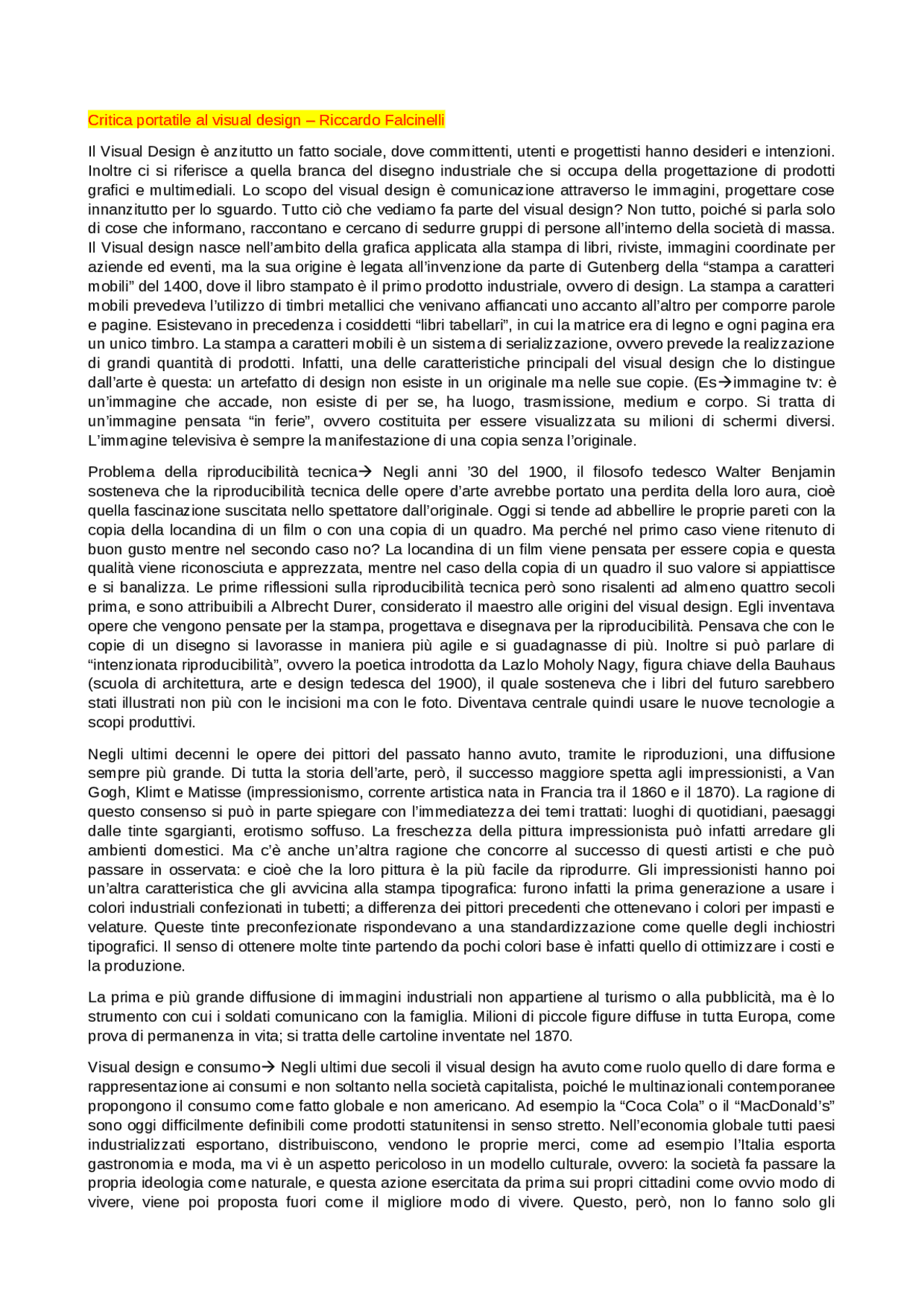 Critica Portatile Al Visual Design Docsity
