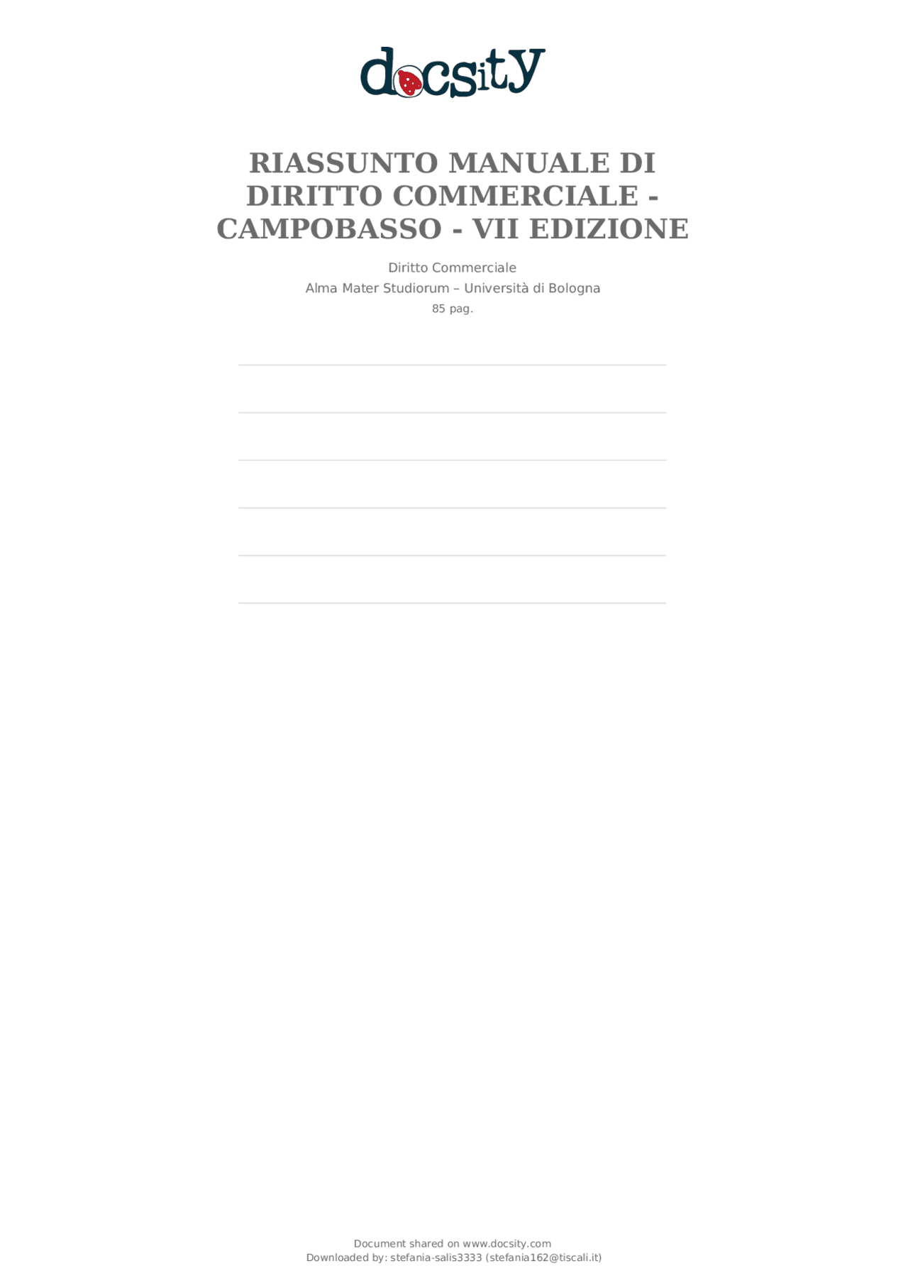 Manuale Diritto Commerciale Docsity
