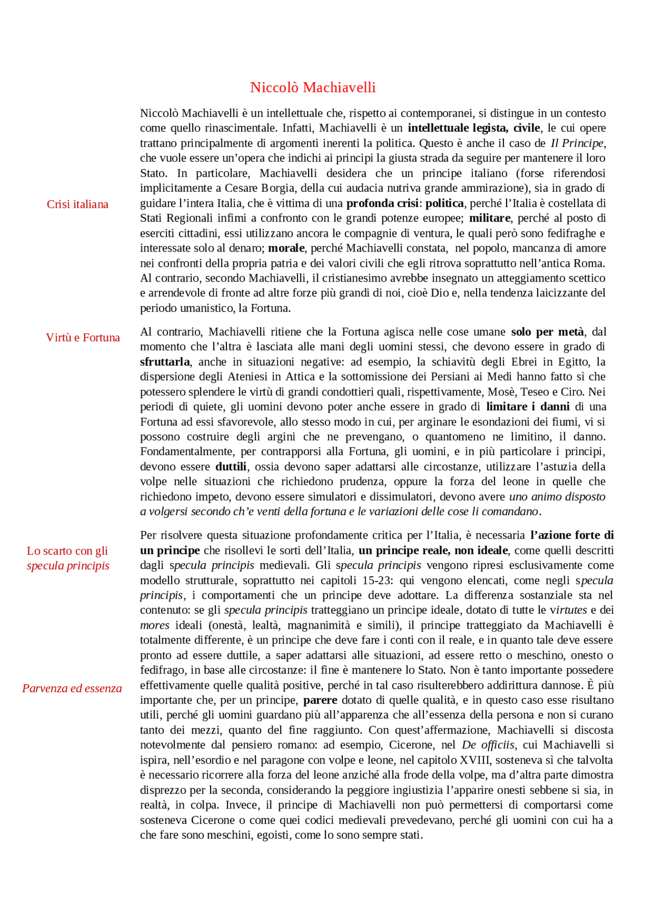 Niccolò Machiavelli Il Principe Docsity
