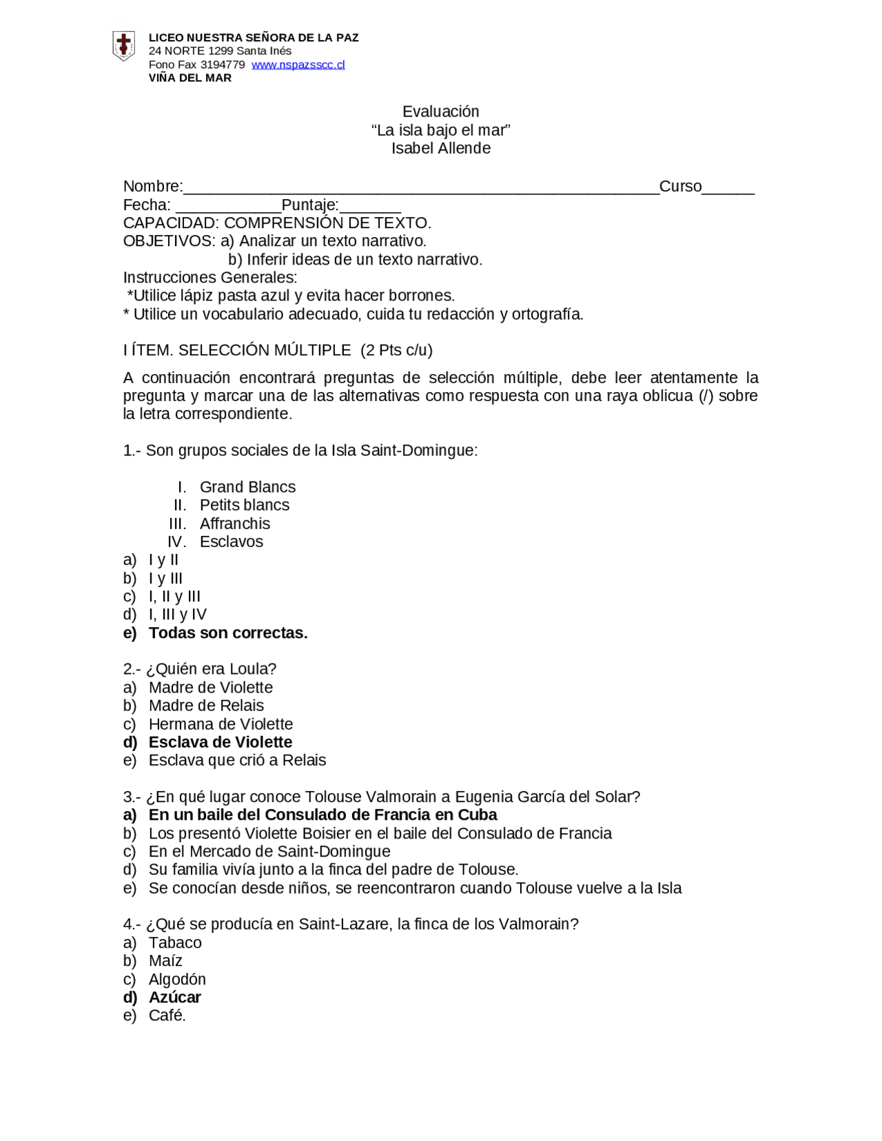 Prueba la isla sobre el mar - Docsity