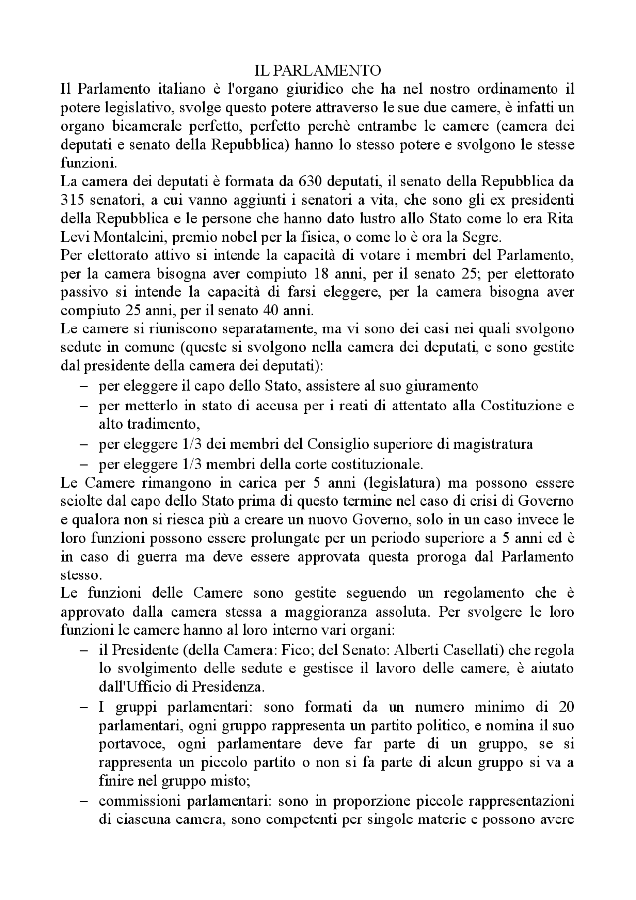 Il Parlamento Italiano Docsity