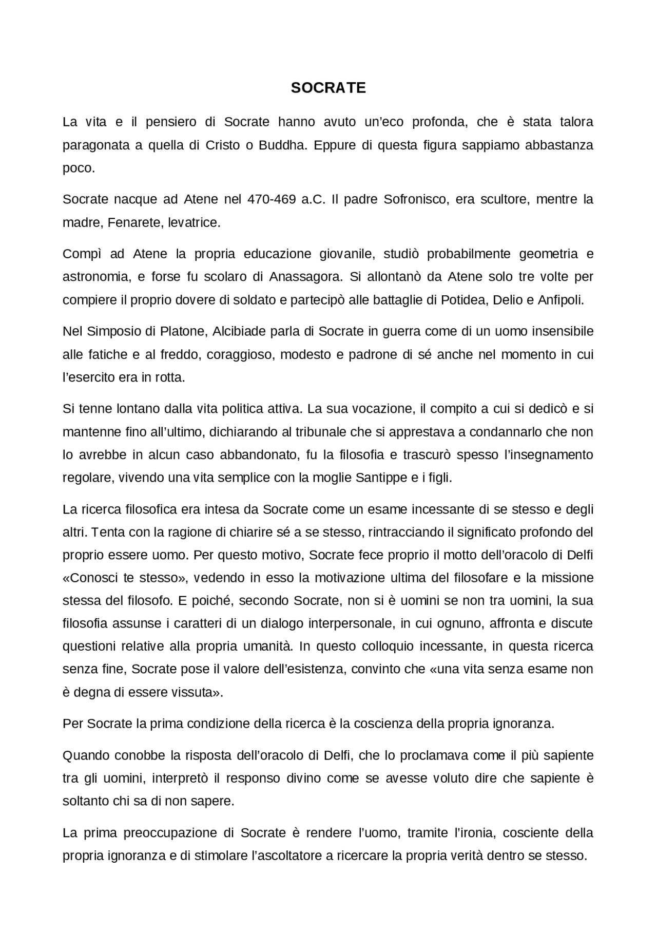 Socrate Appunti Vita Docsity