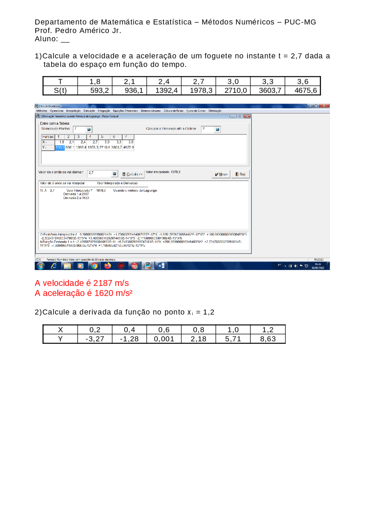 Derivação Numérica Calculo Numérico Docsity