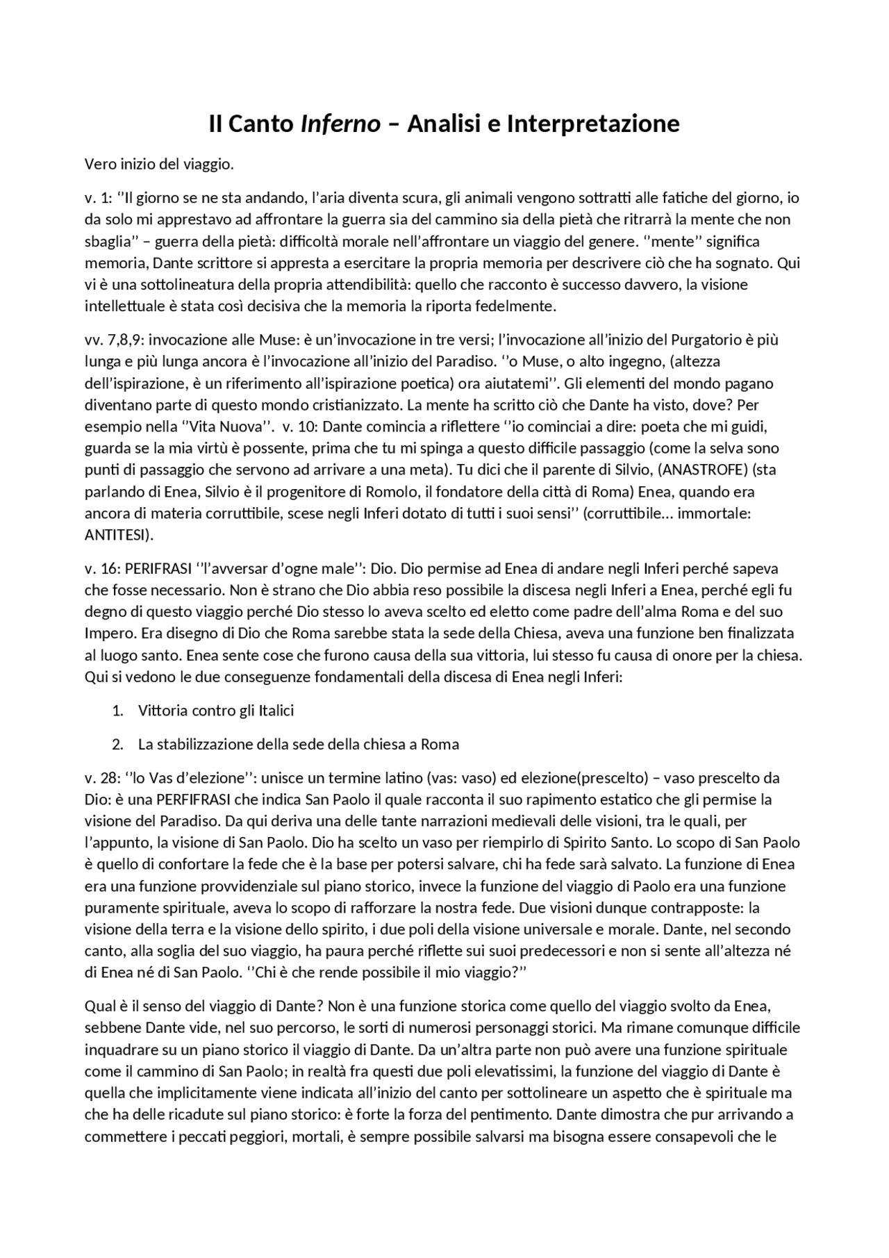 Canto II Inferno - Dante Alighieri - Docsity