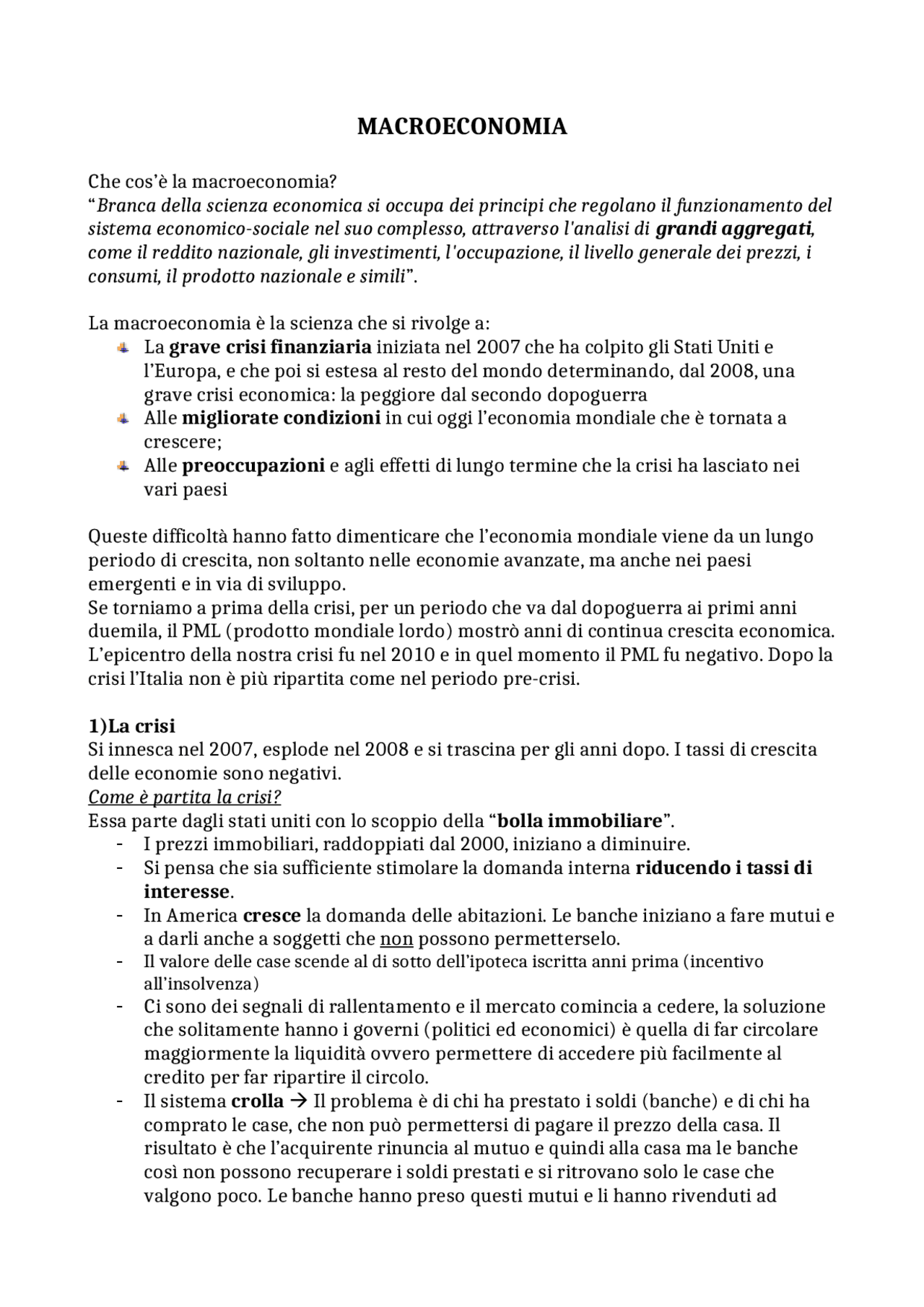 Appunti Completi Macroeconomia Docsity