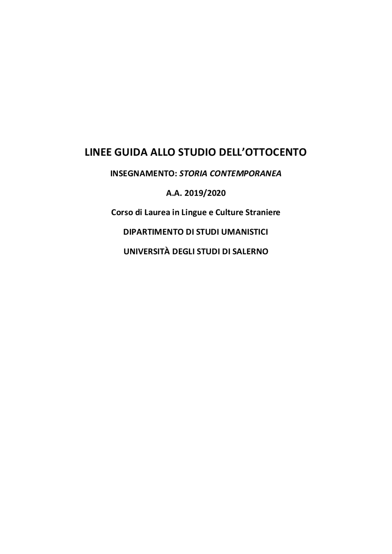 Riassunto Ottocento Dettagliato Docsity