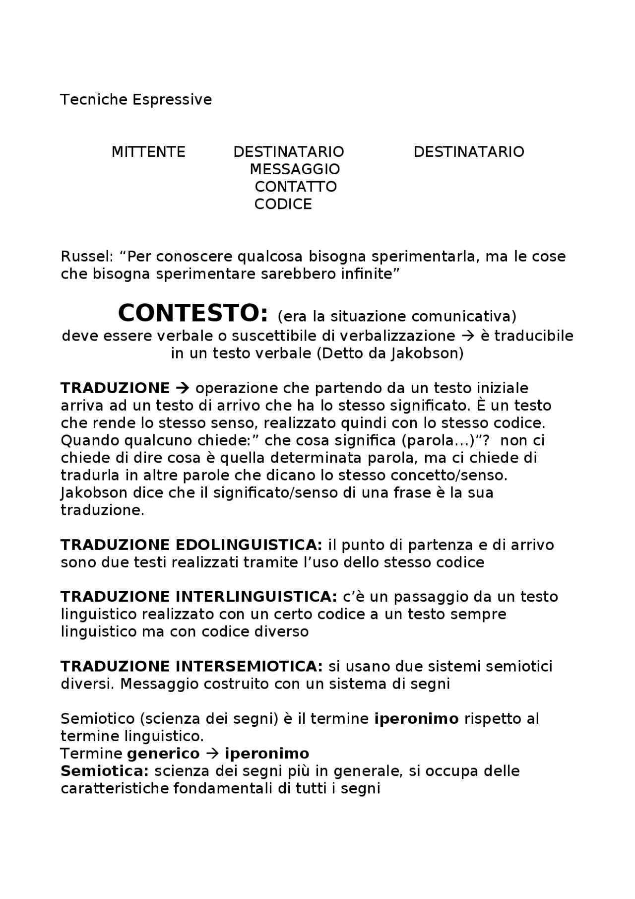 Appunti Tecniche Espressive Docsity