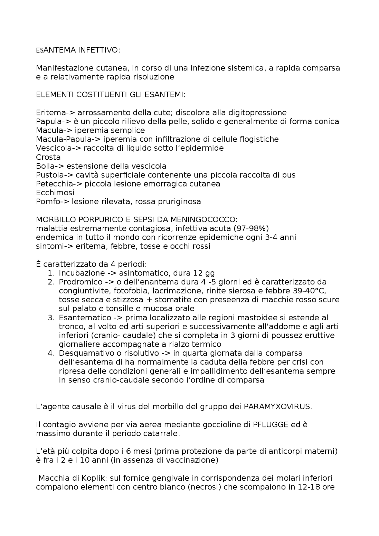 Appunti Elementi Di Pediatria Docsity