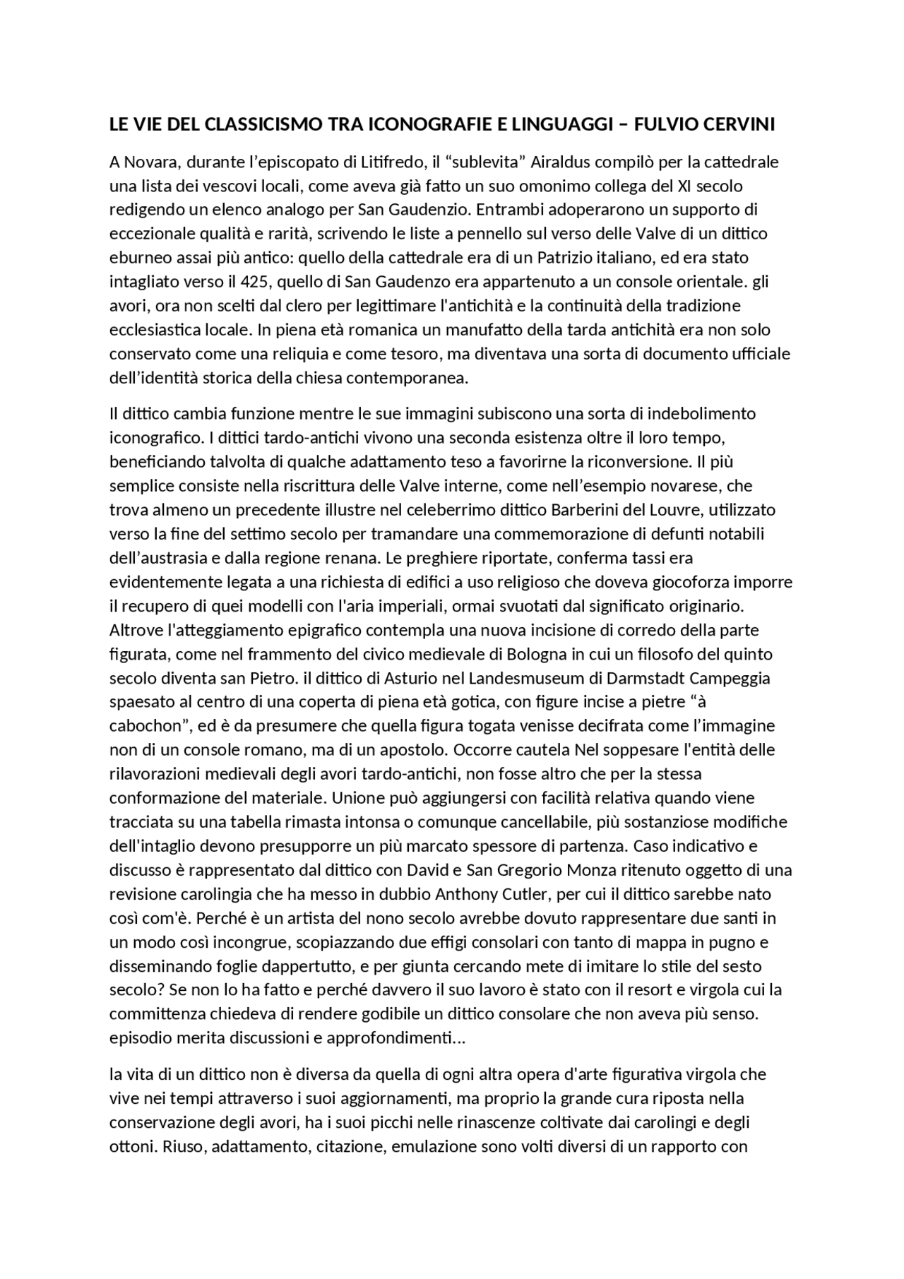 Le Vie Del Classicismo Tra Iconografie E Linguaggi Docsity