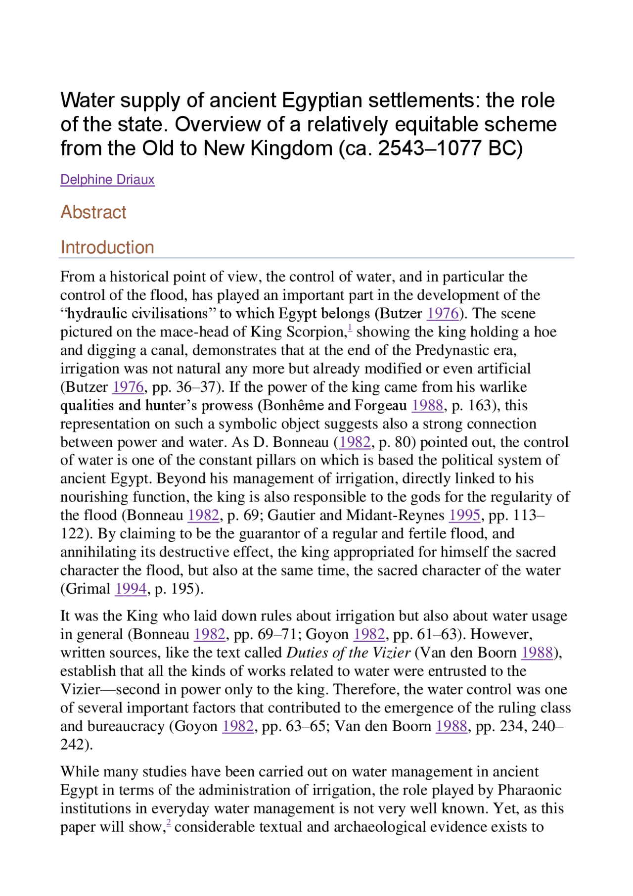 Water supply of Ancient Egypt - Docsity