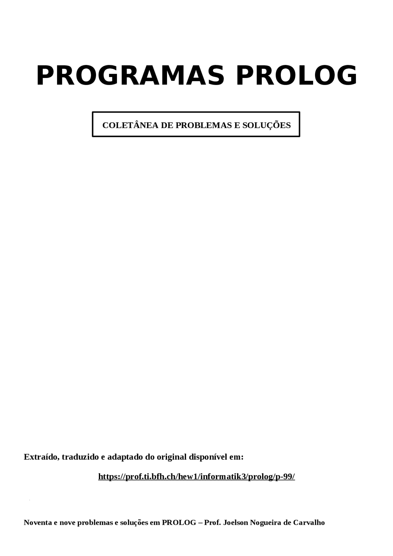 99 Prolog Problemas Resolvidos Docsity