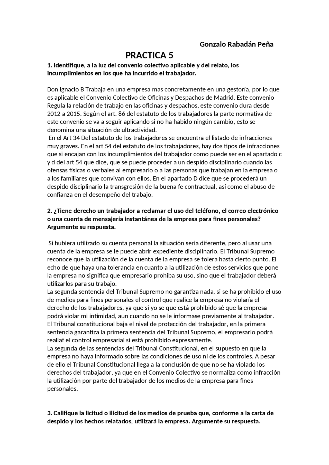 Práctica Derecho Laboral 5 Docsity