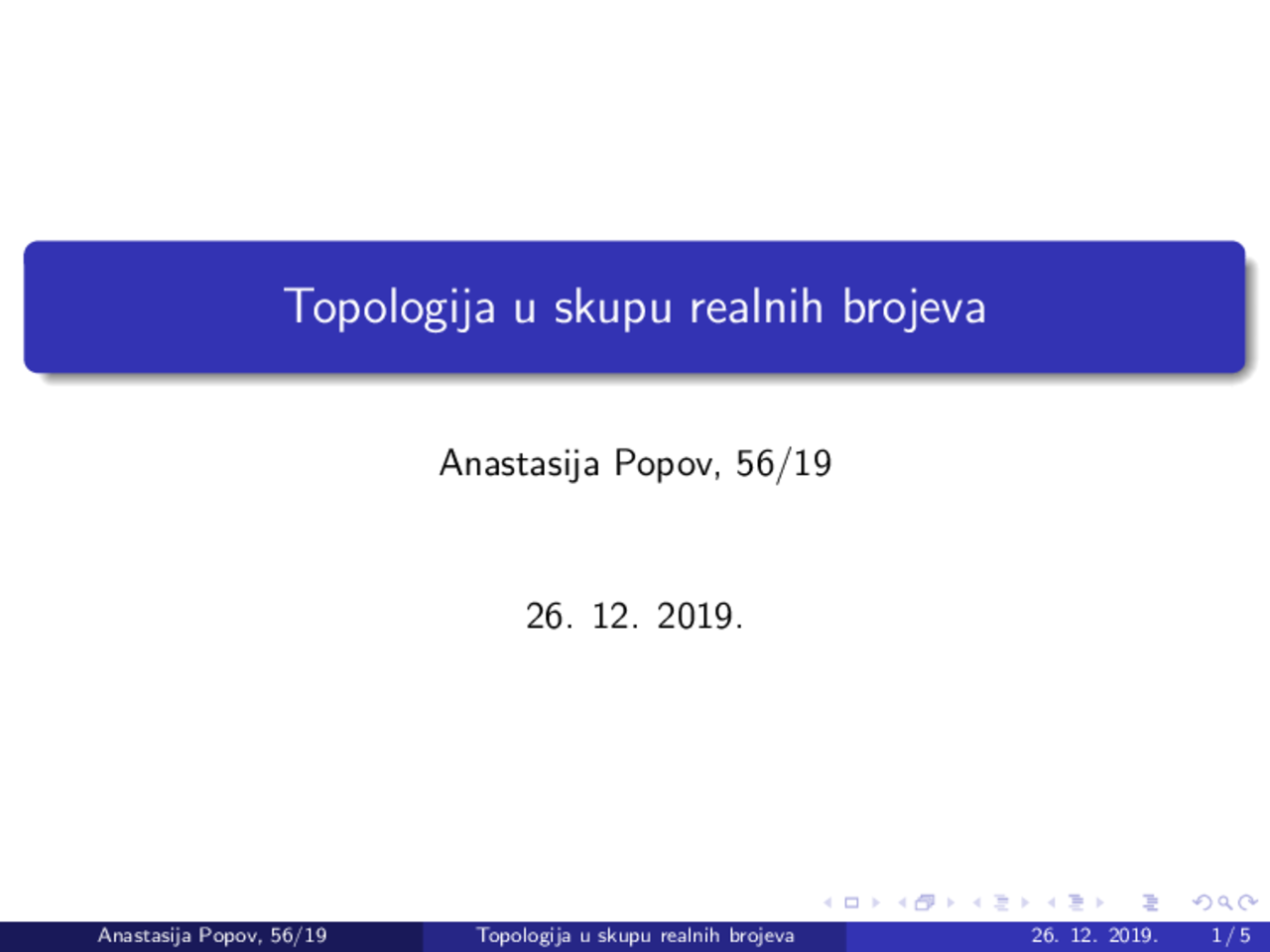 Topologija u skupu realnih brojeva | Rezime' predlog Matematika - Docsity