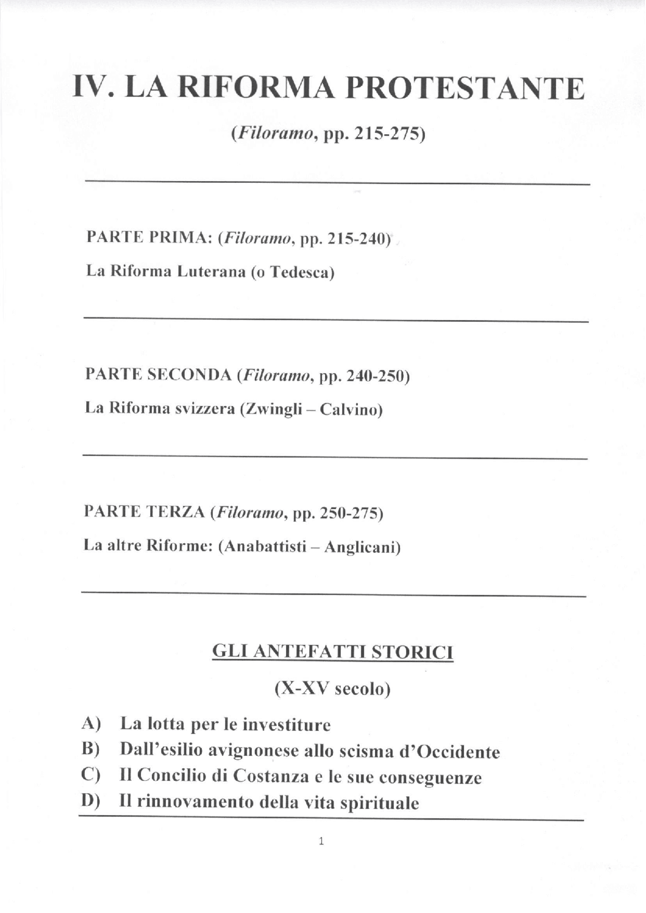 Riforma Protestante Docsity