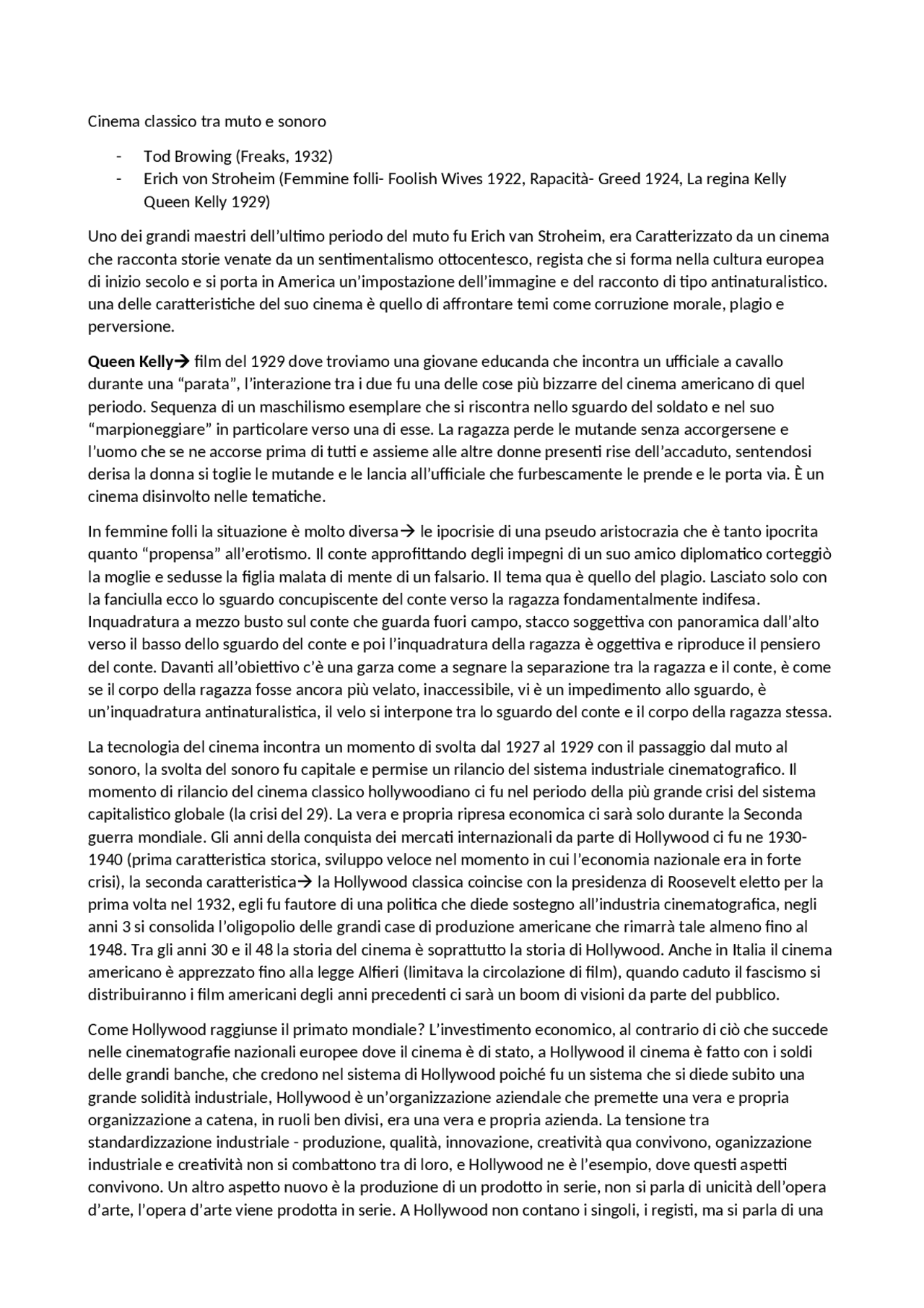 Storia del cinema settima lezione - Docsity