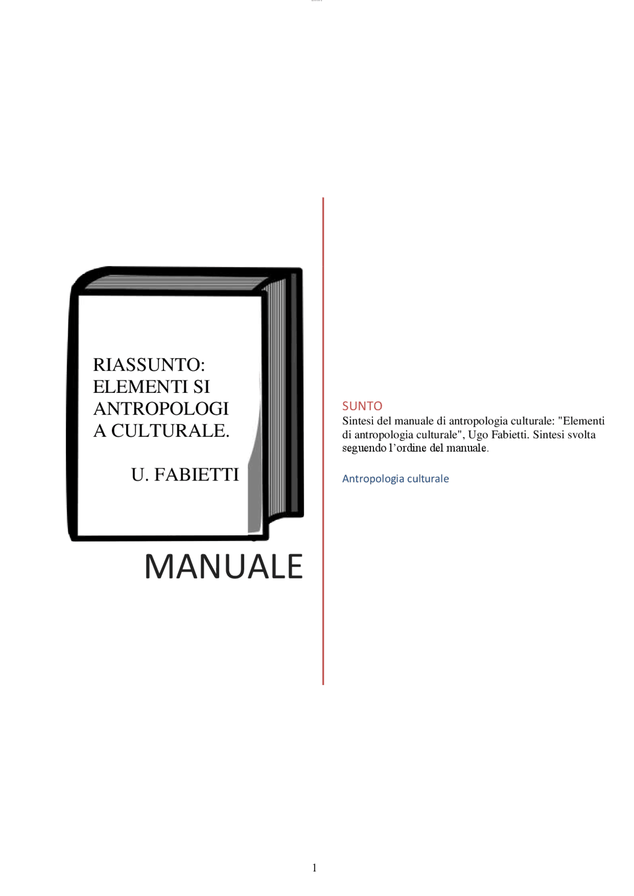 Riassunto Elementi Si Antropologia Culturale U Fabietti Docsity