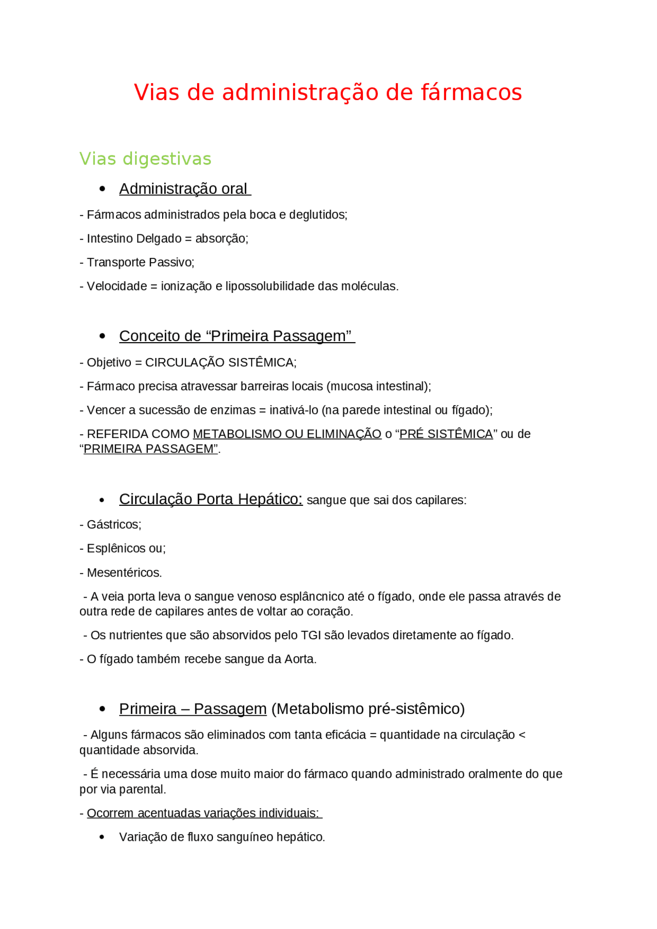 Vias De Administração De Fármacos Docsity
