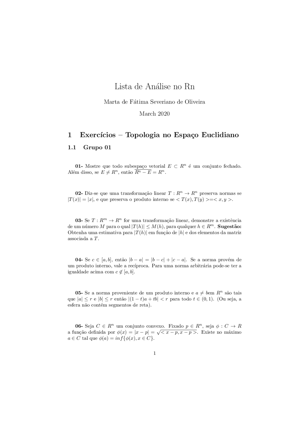 Lista De Análise No Rn Docsity