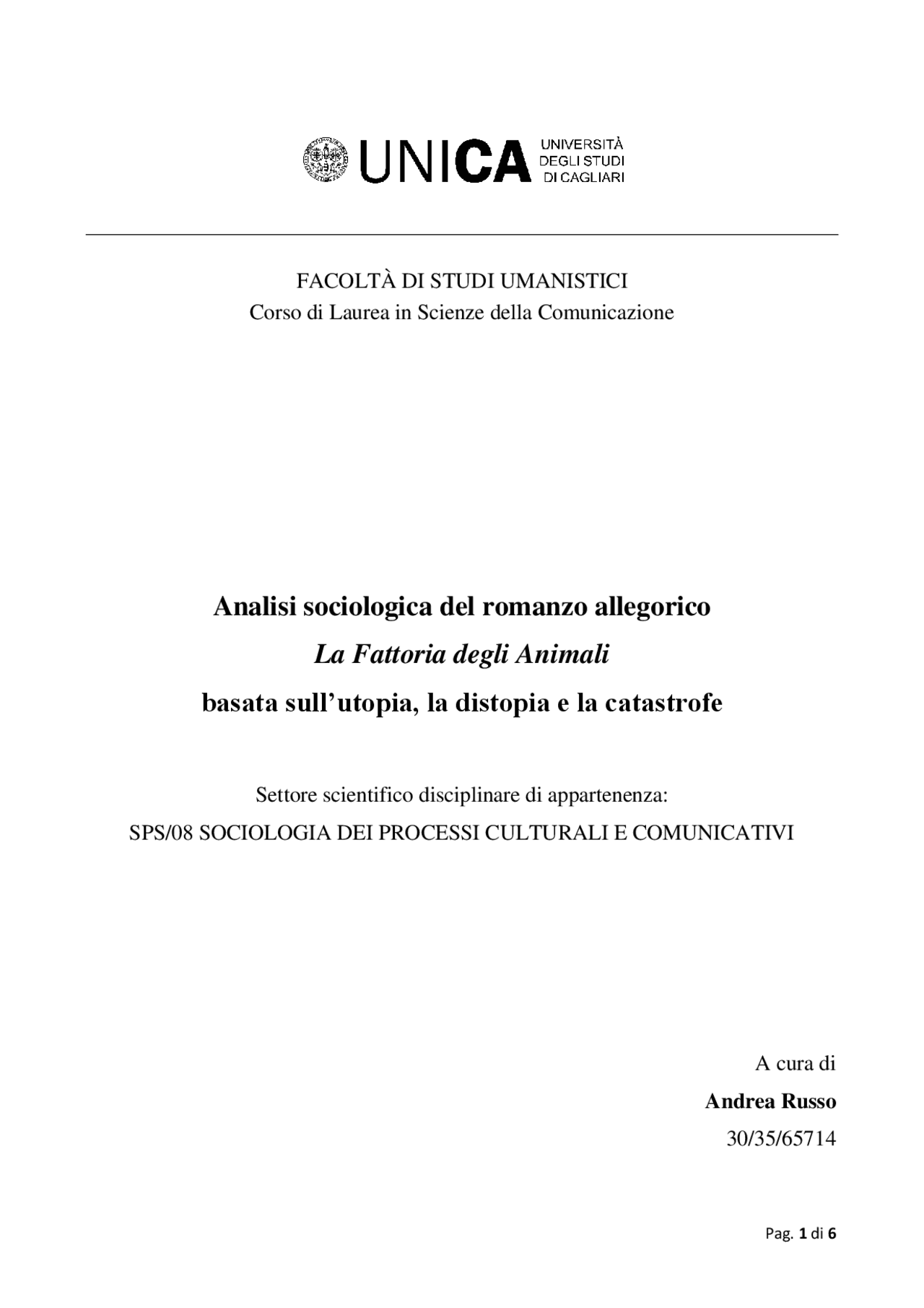 La Fattoria degli Animali: utopia e distopia - Docsity