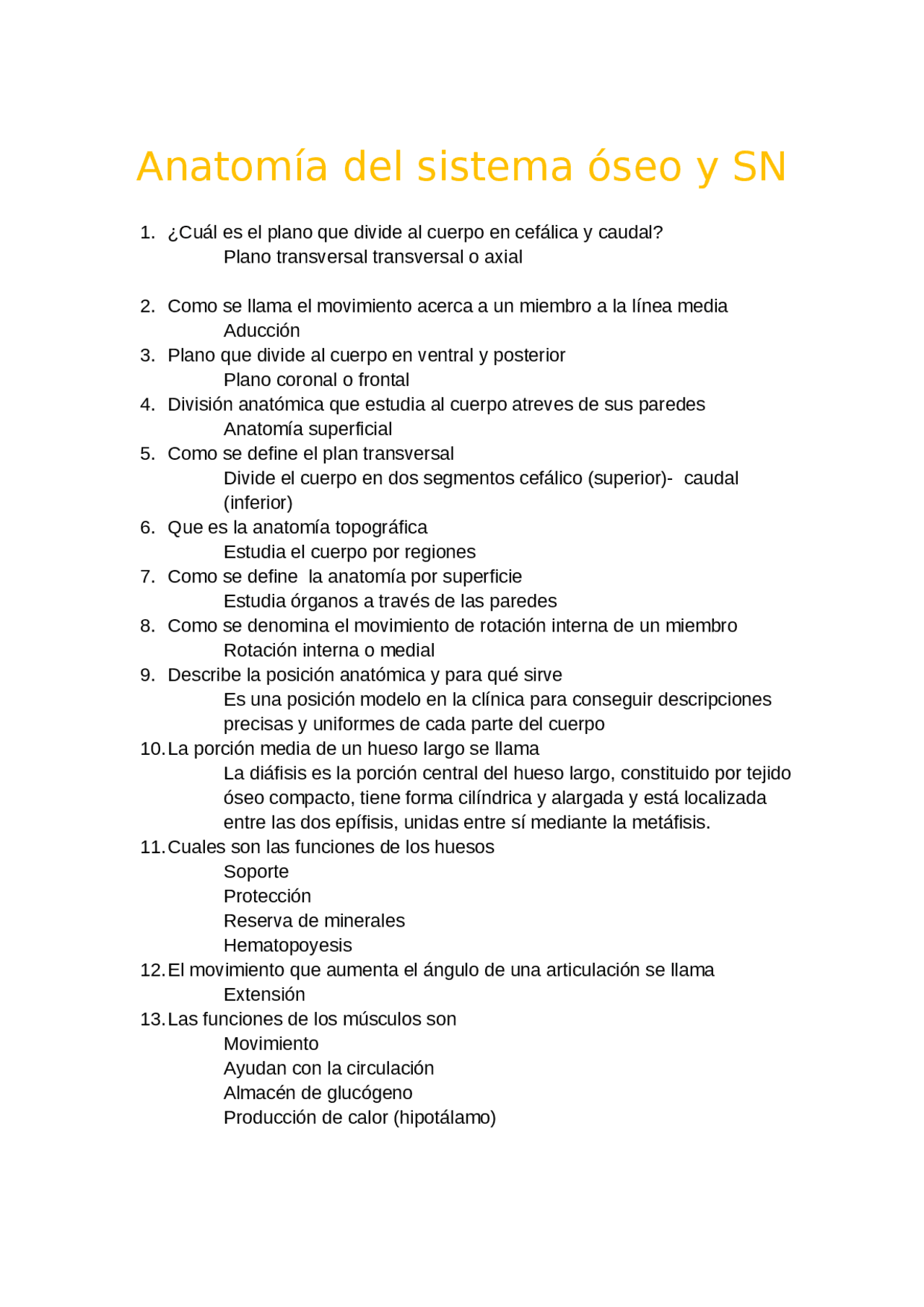 Guia anatomia general basica - Docsity