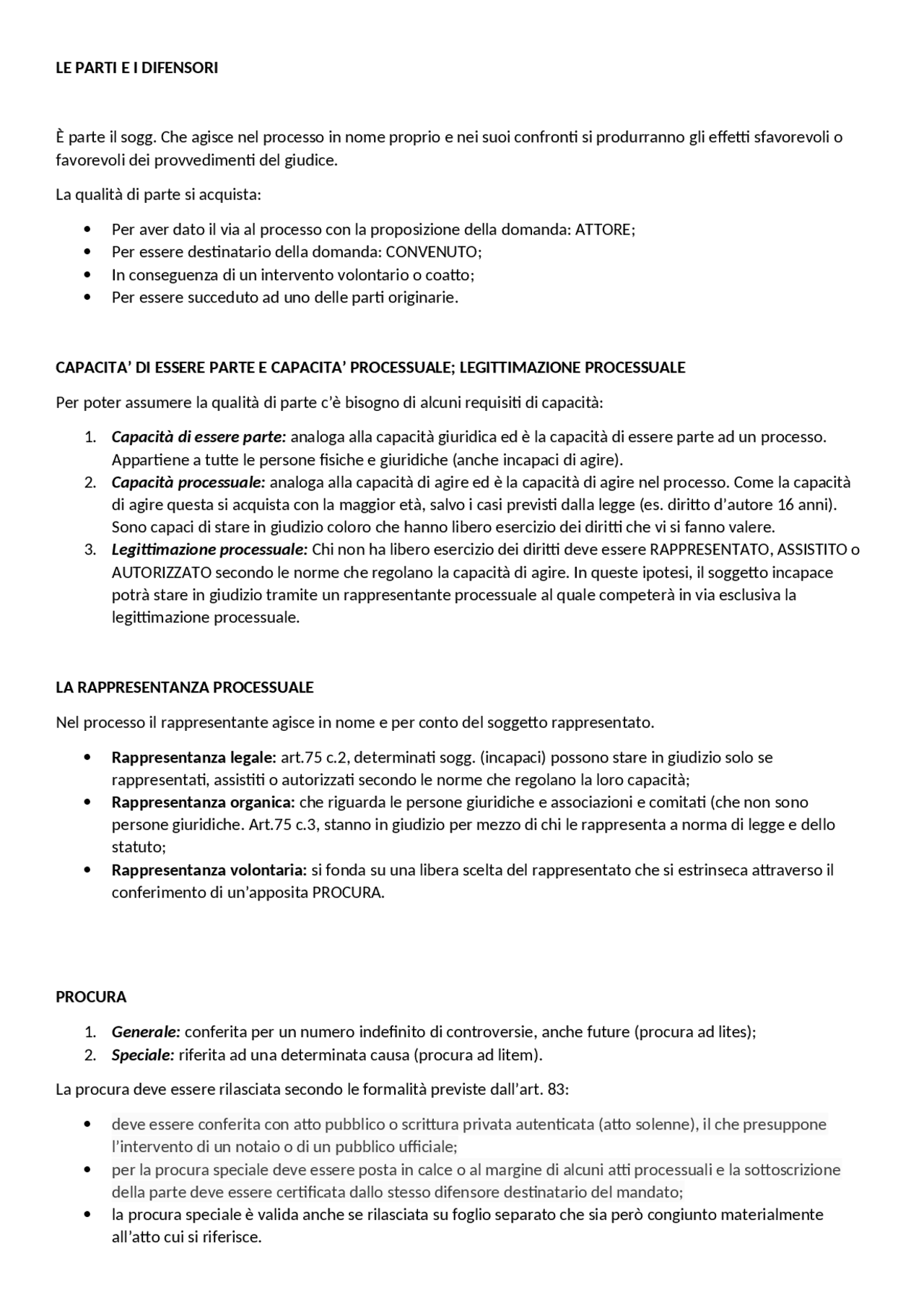Prima Parte Procedura Civile Balena Docsity
