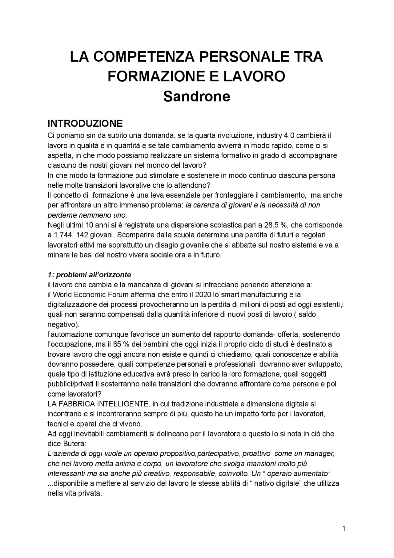 La competenza personale | Sintesi del corso di Pedagogia | Docsity