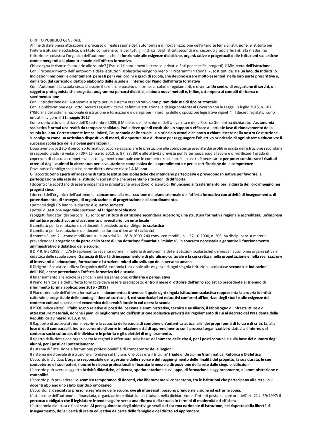 Master A46- Risposte paniere Diritto Pubblico Generale | Panieri di Diritto Pubblico | Docsity