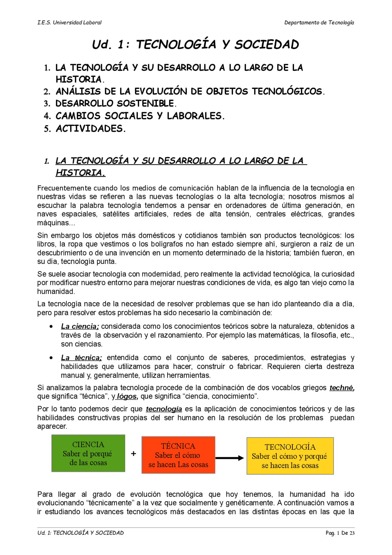 Tema de tecnología y sociedad 4ºESO - Docsity