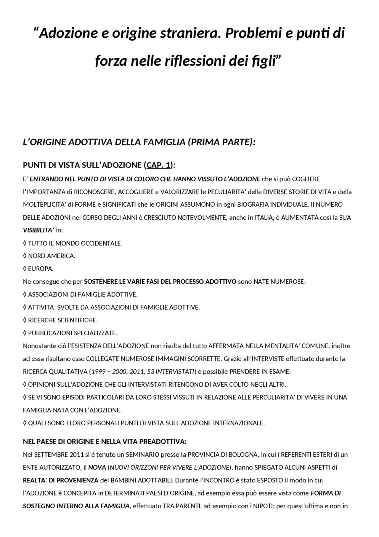 Adozione E Origine Straniera Docsity