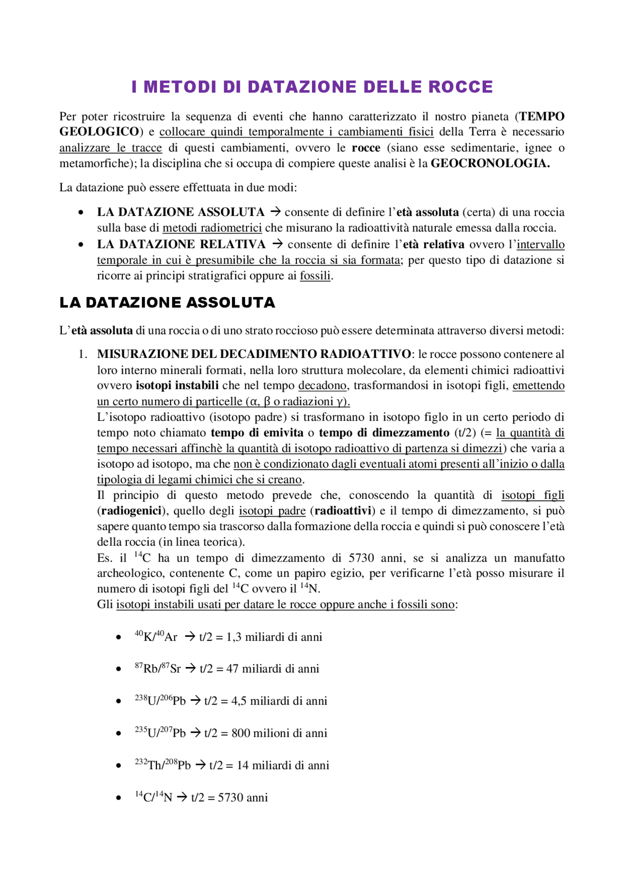 Scienze Della Terra Datazione Delle Rocce Docsity
