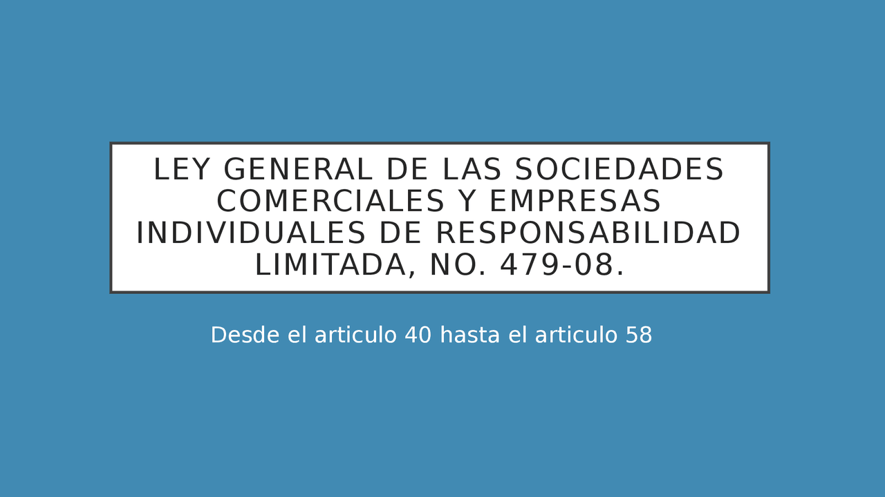 Reporte de la ley 479-08 - Docsity