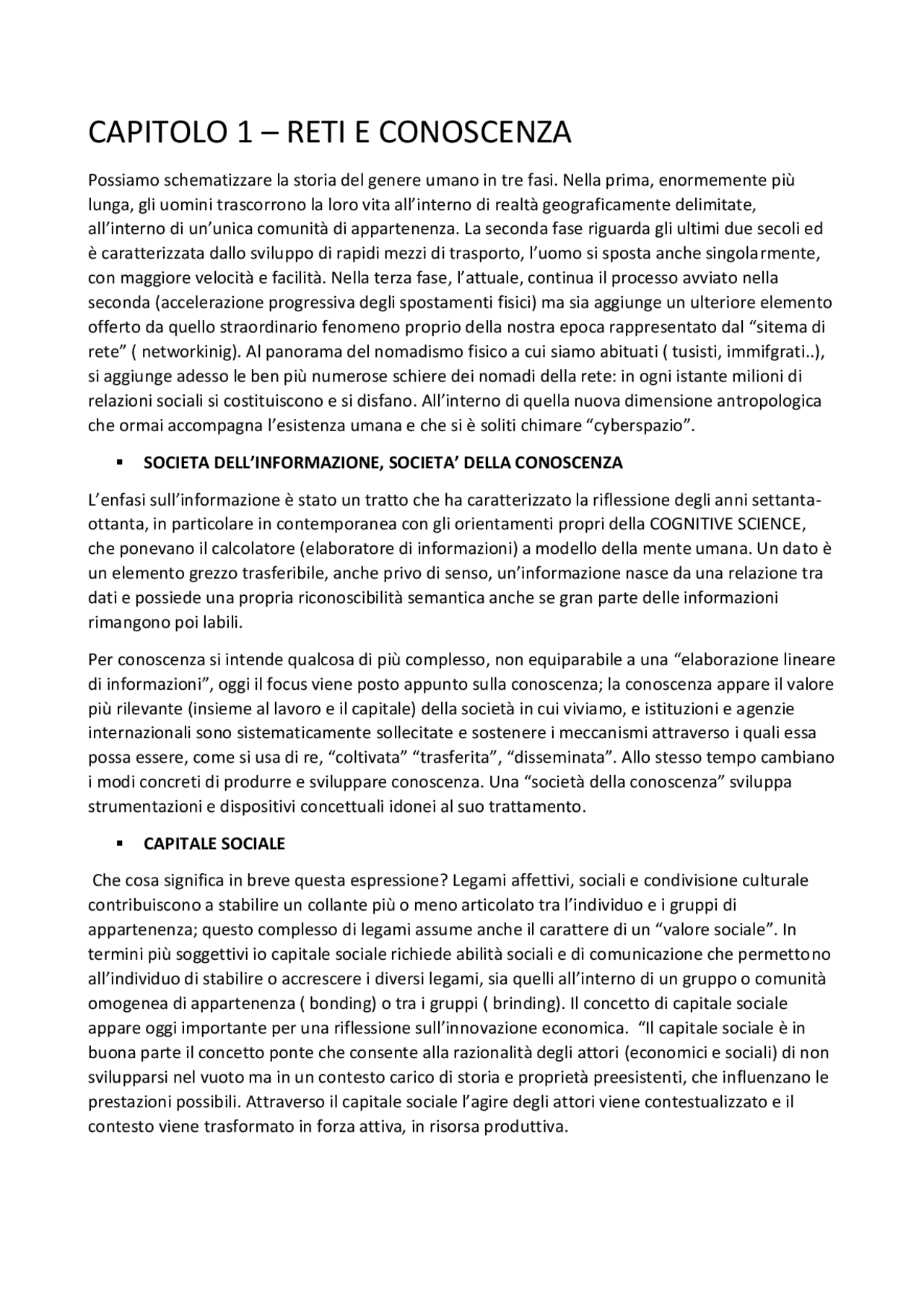 Reti Comunità E Conoscenze Docsity