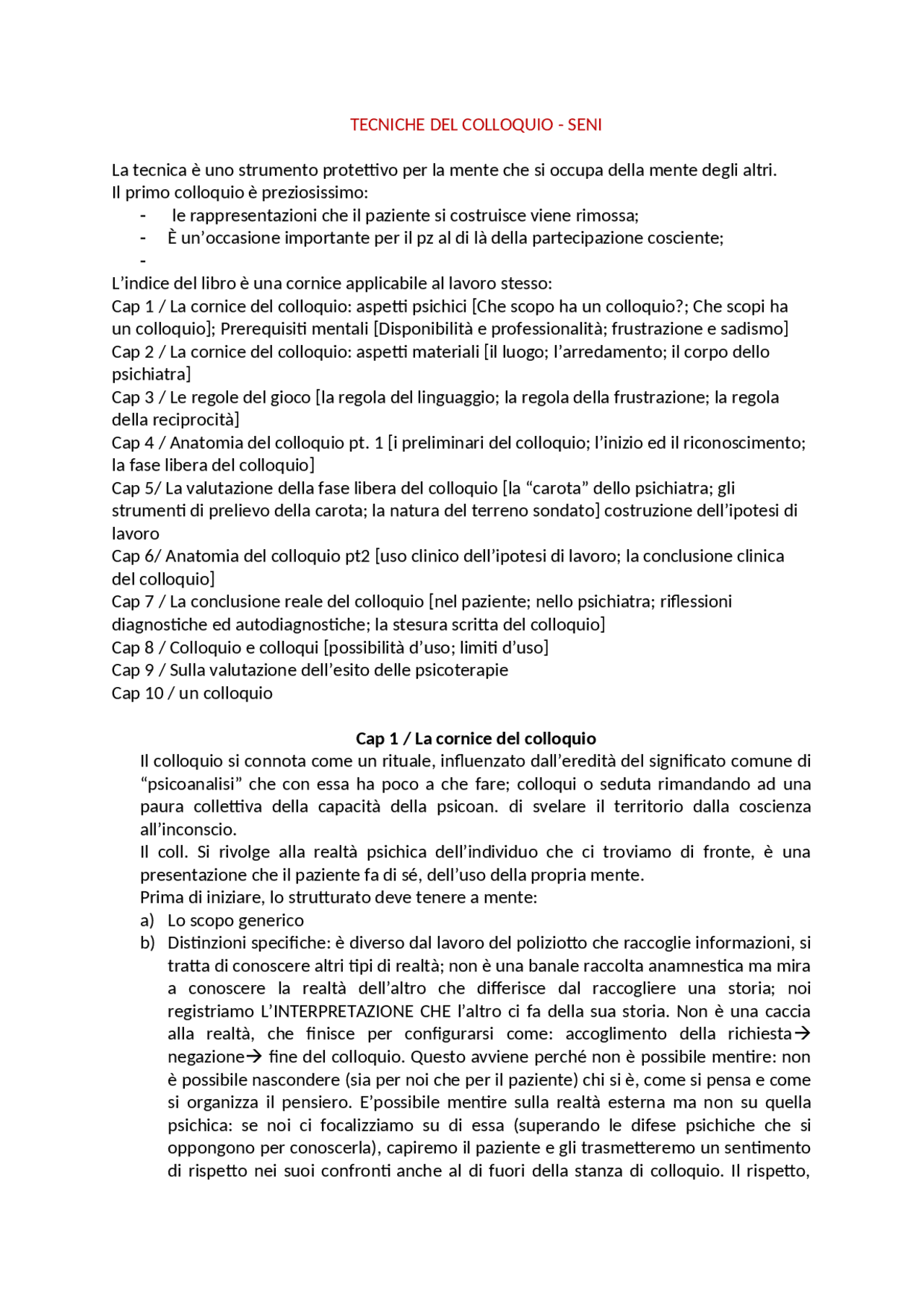 Tecniche Del Colloquio Alberto Semi Riassunto Docsity