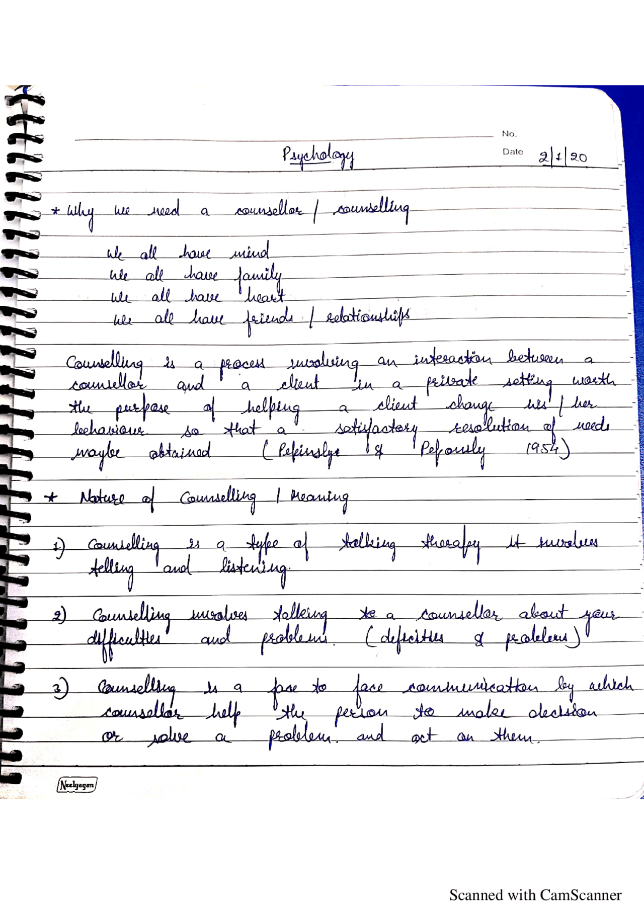 Psychology Introduction And Counseling Process Lecture Notes