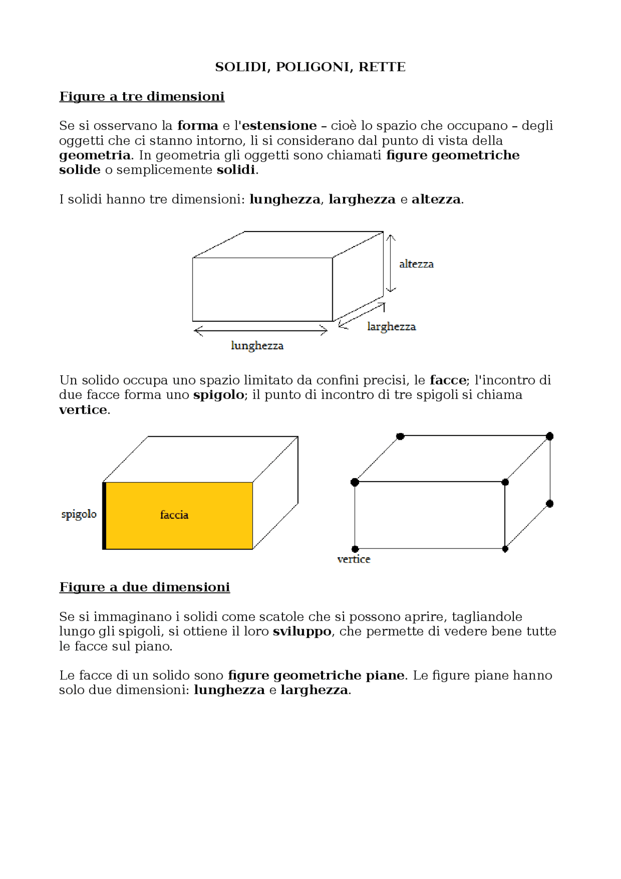 Solidi, rette, poligoni - Docsity