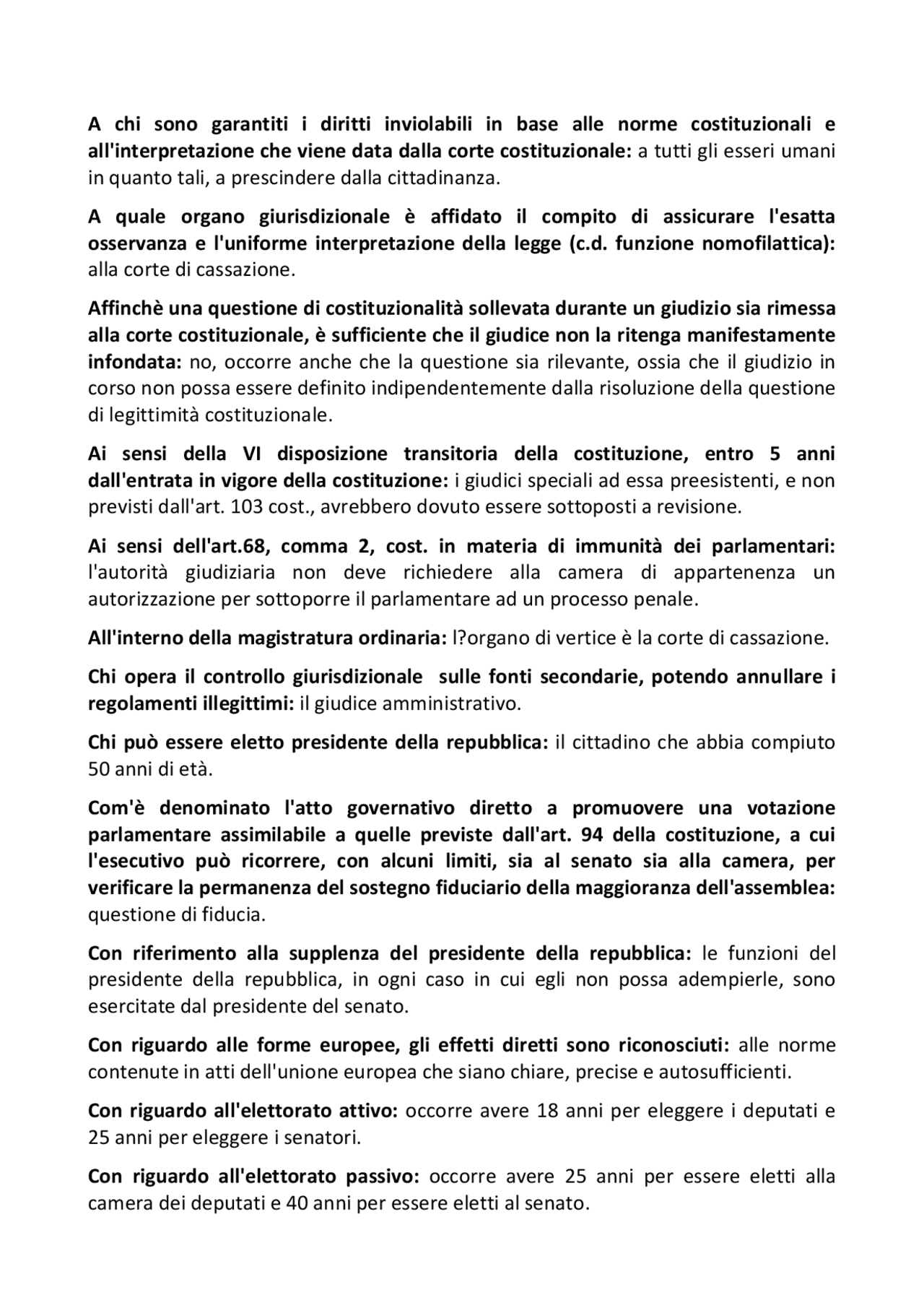 Risposte multiple diritto pubblico - Docsity