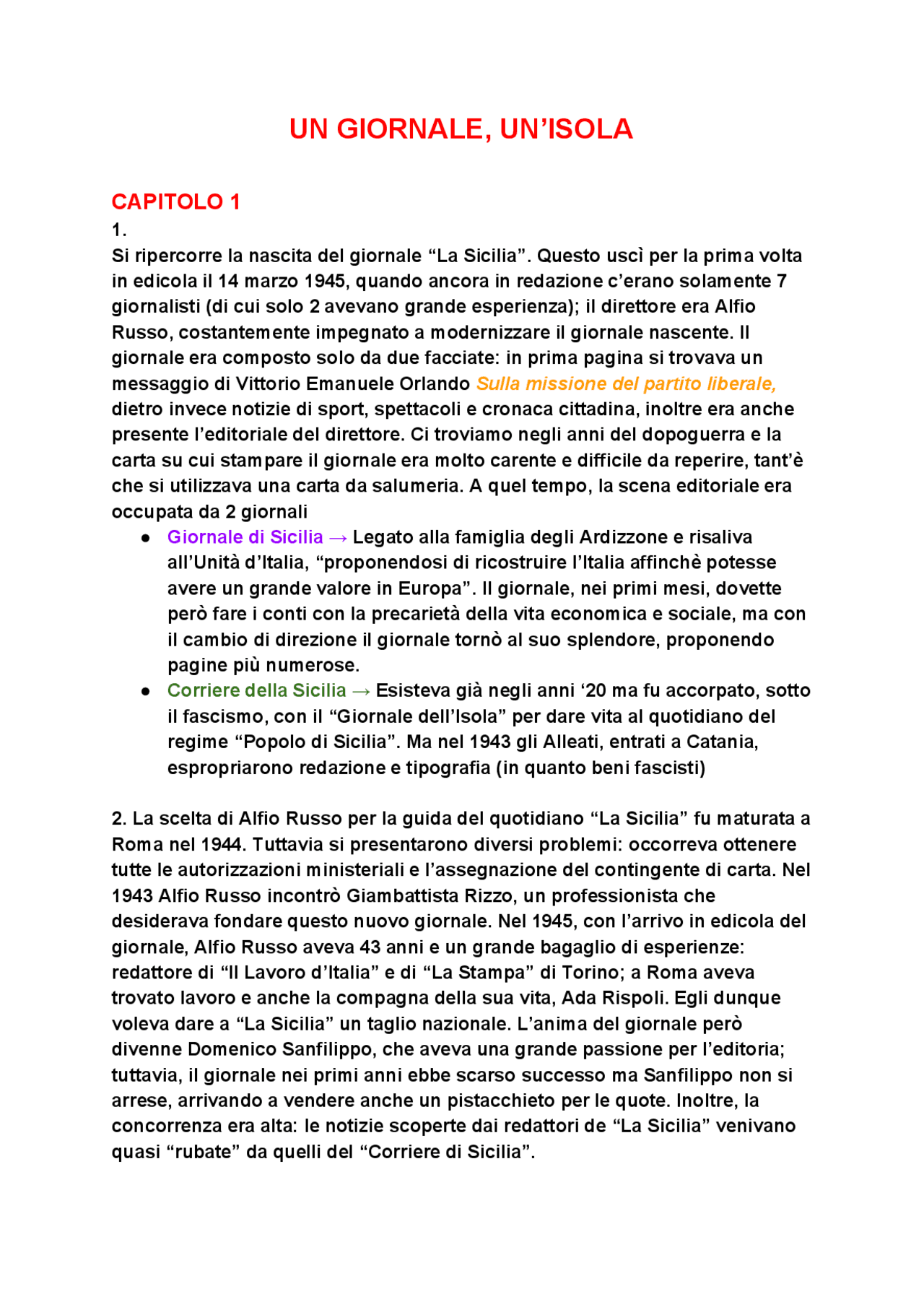 Riassunto Un Giornale Unisola Di Fazio Farkas Docsity