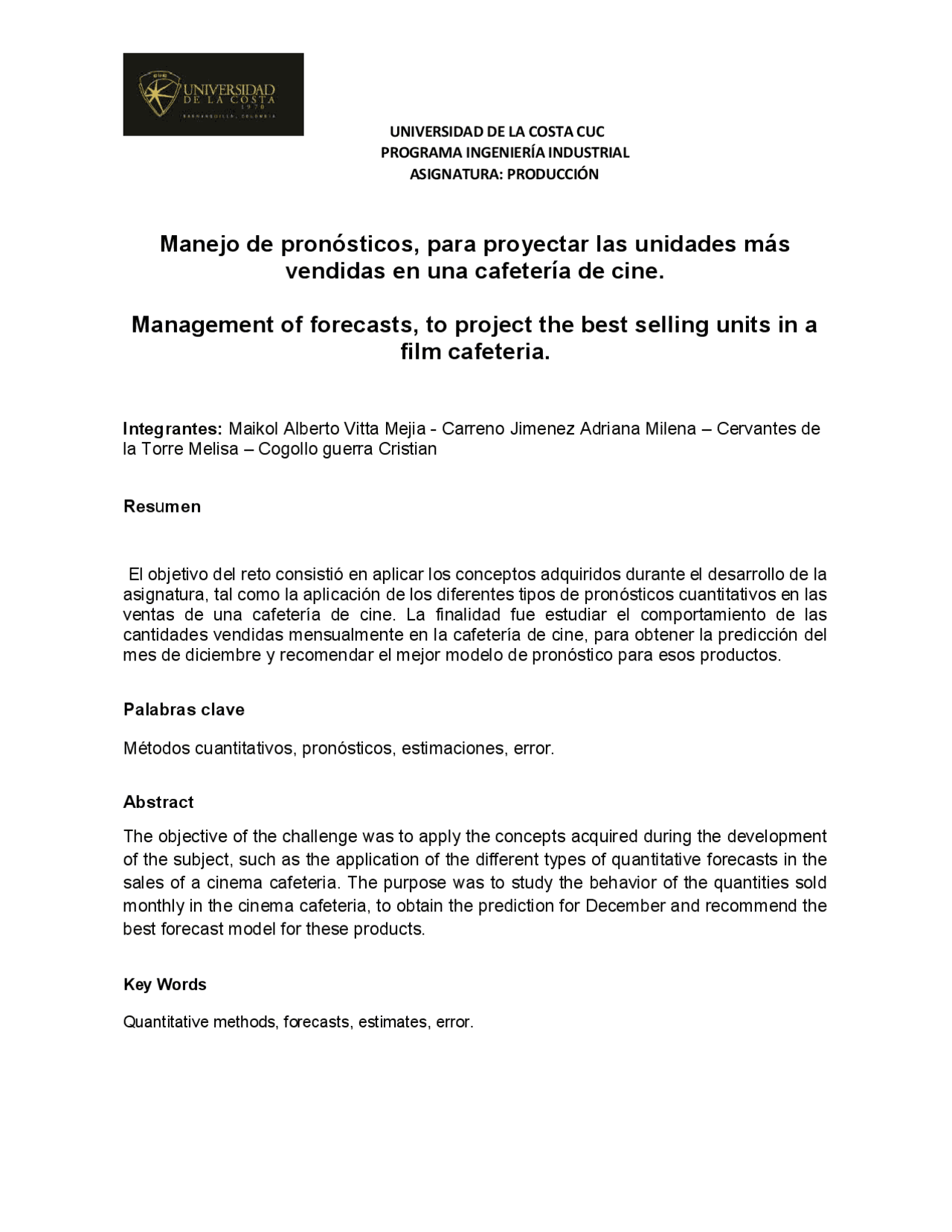 Informe De Produccion Docsity