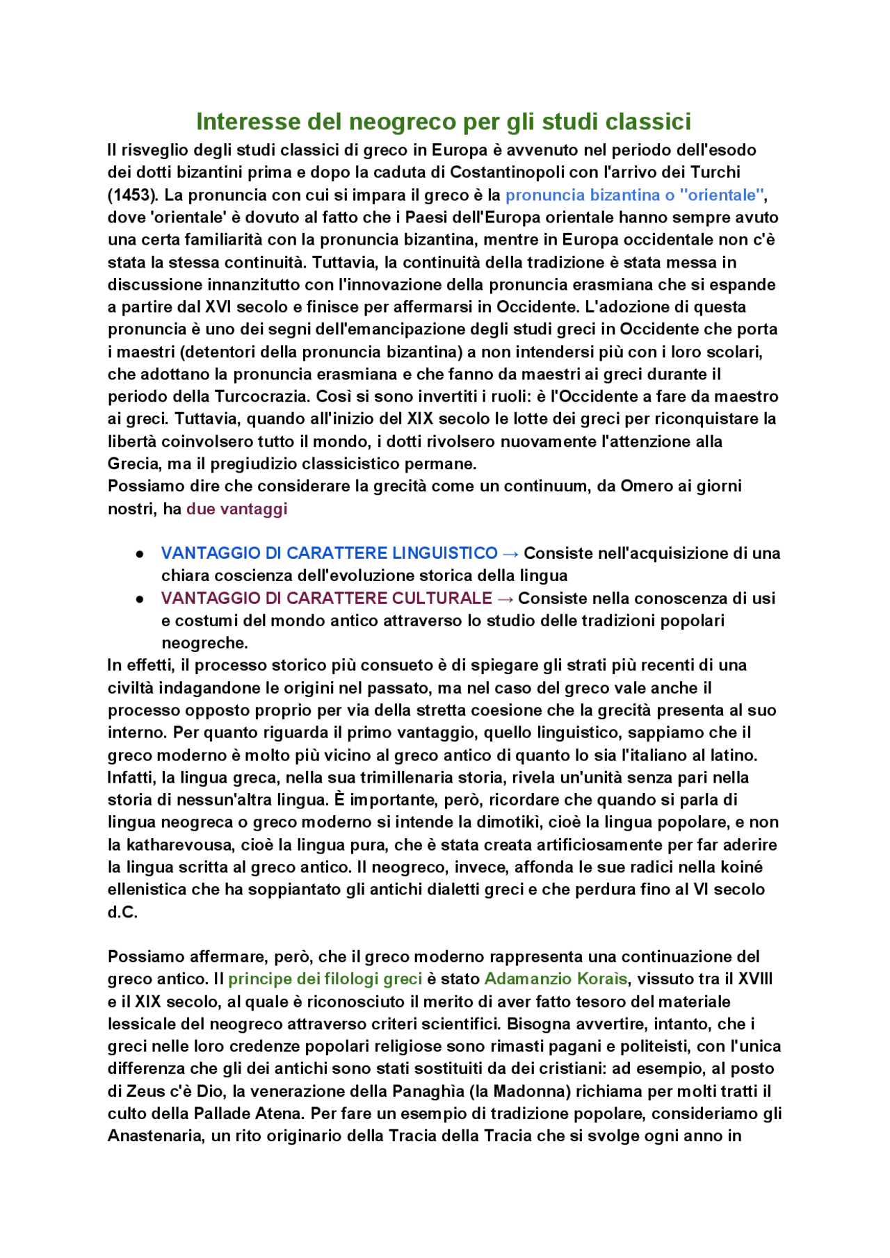 RIASSUNTO 'Interesse per il neogreco / insegnamento del neogreco per ...