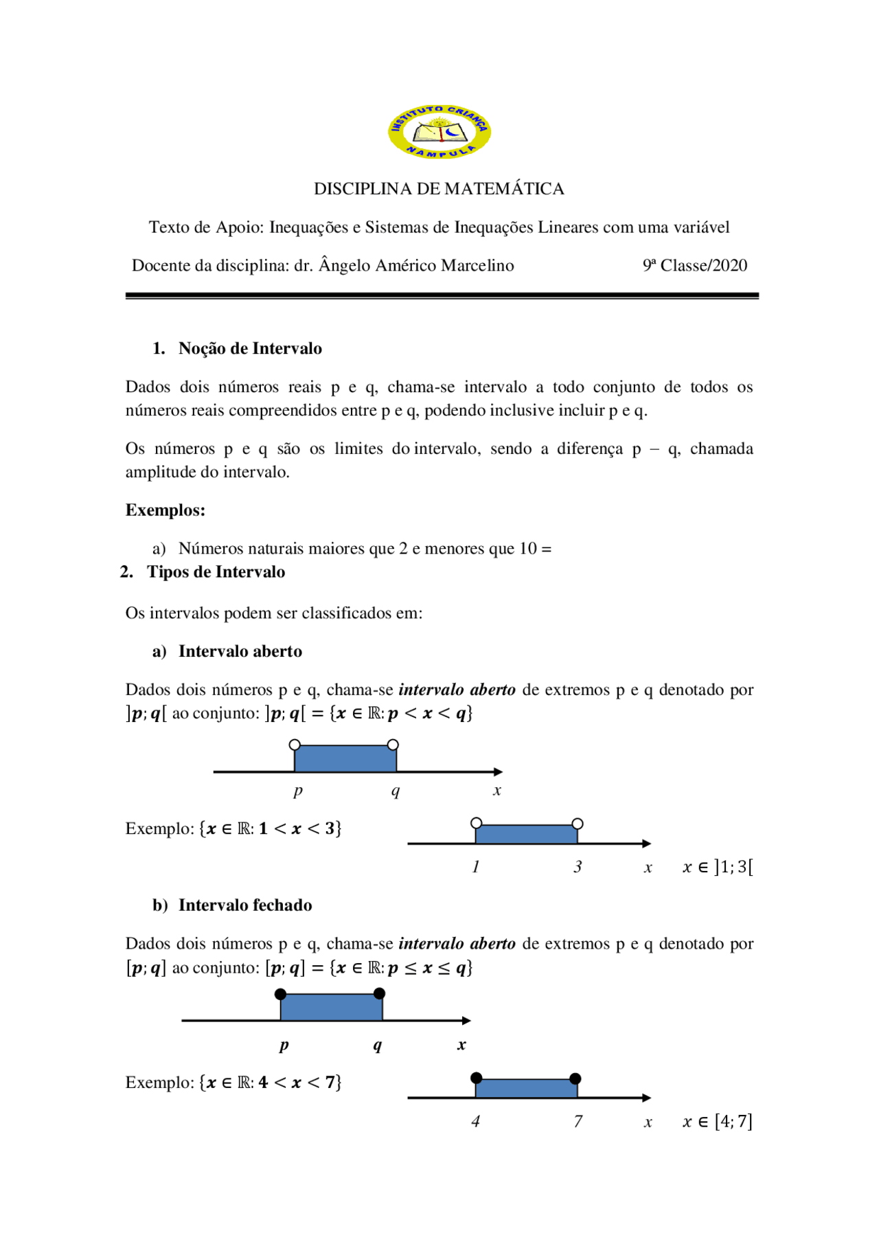 Nocao de Intervalo Numerico - Docsity