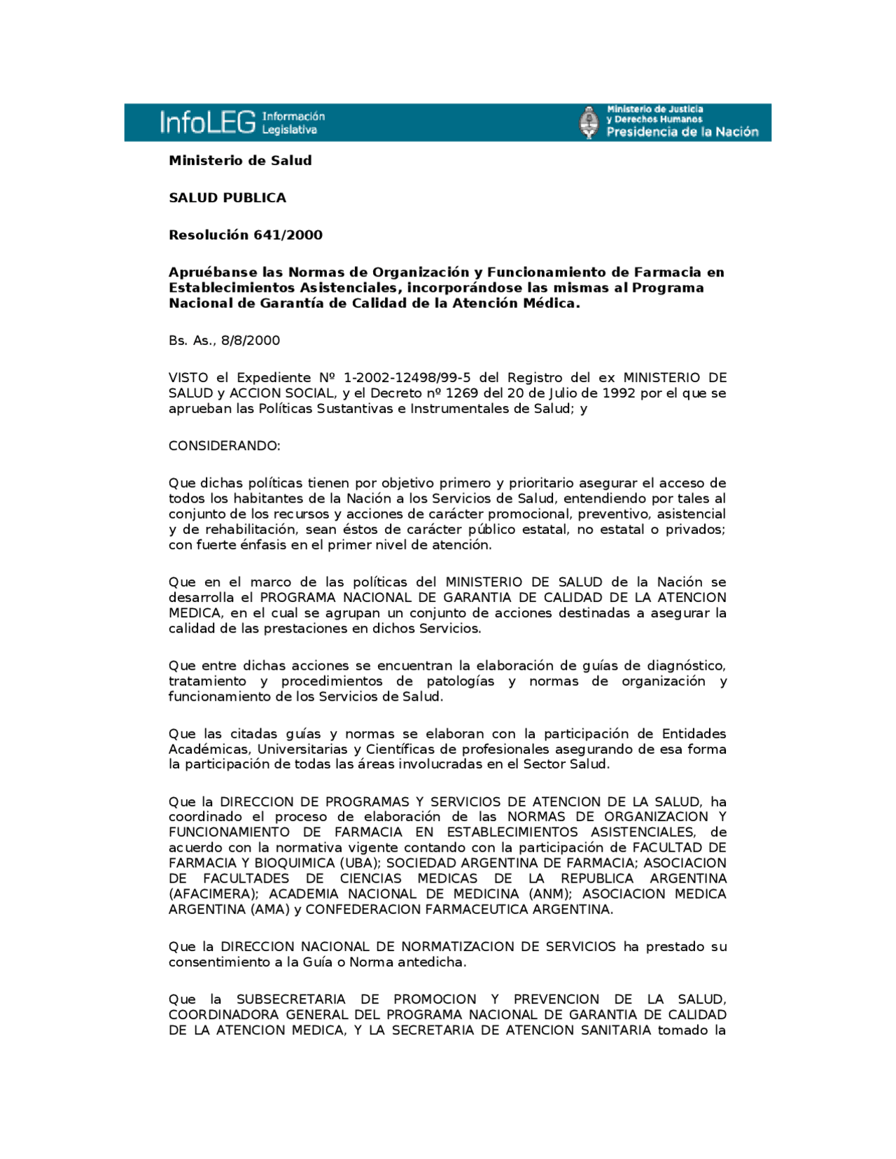 Resolucion 641 ley argentina - Docsity