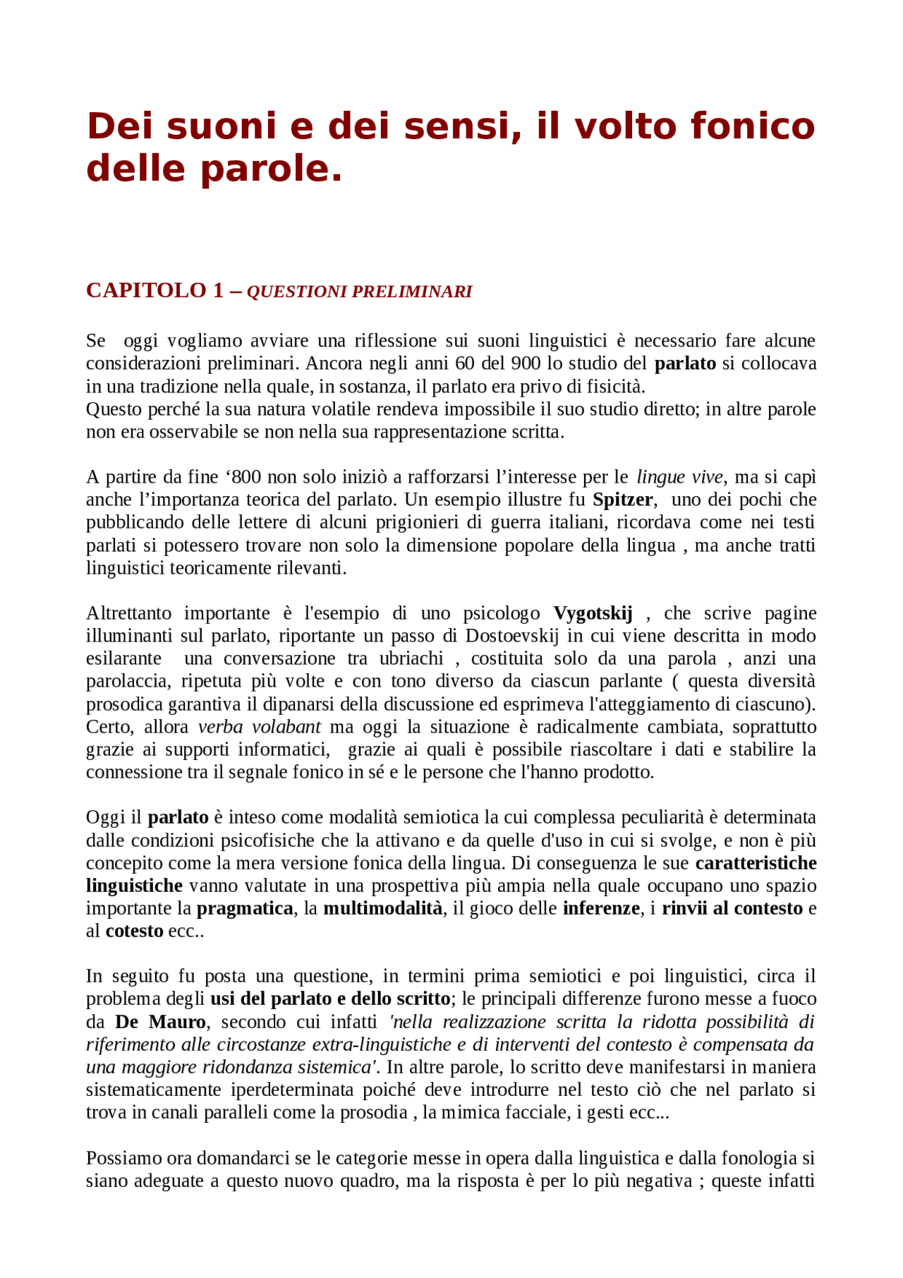 Dei Suoni E Dei Sensi Docsity